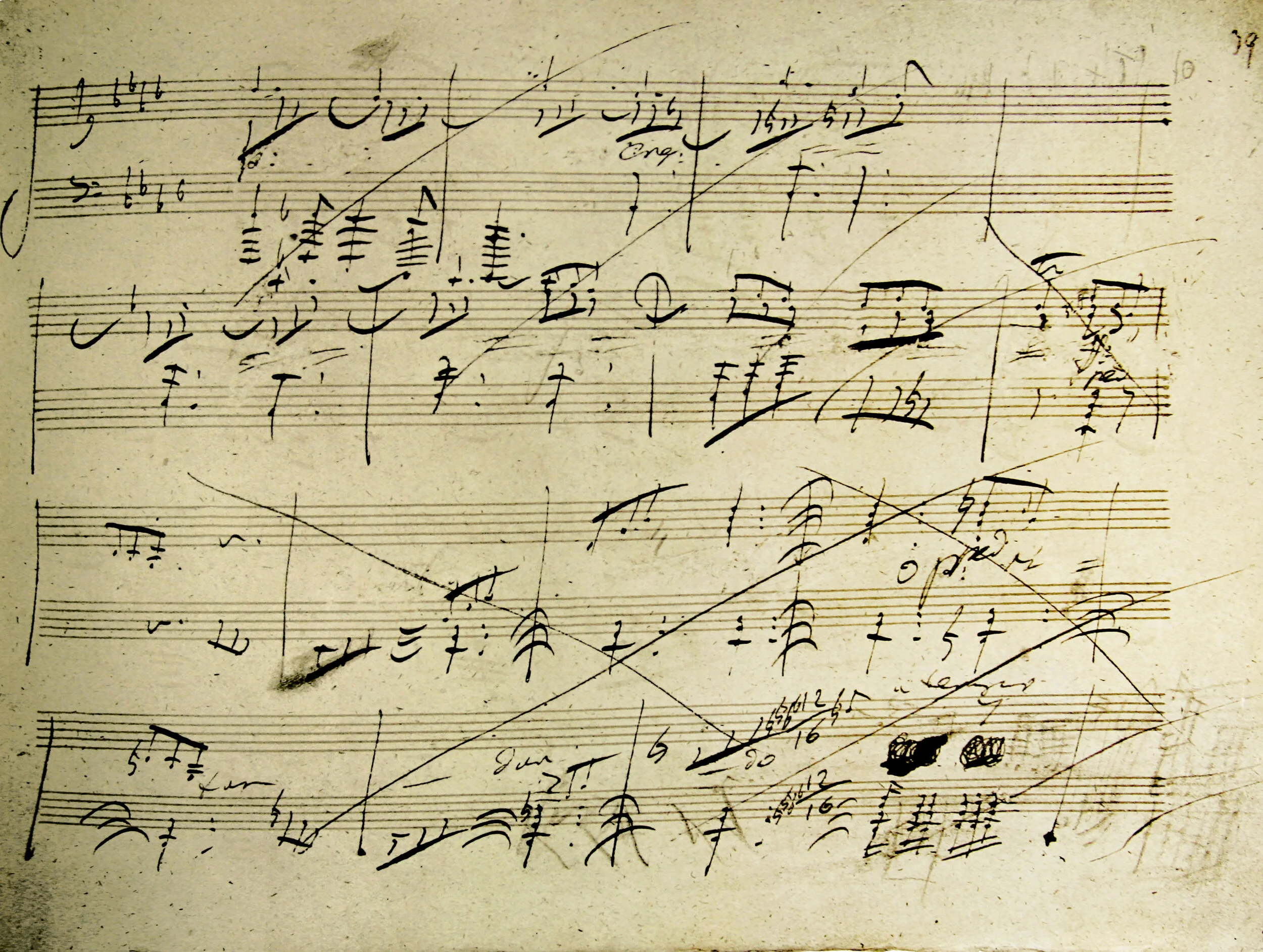 A page of Beethoven's hand written manuscript for the piano sonata op ...