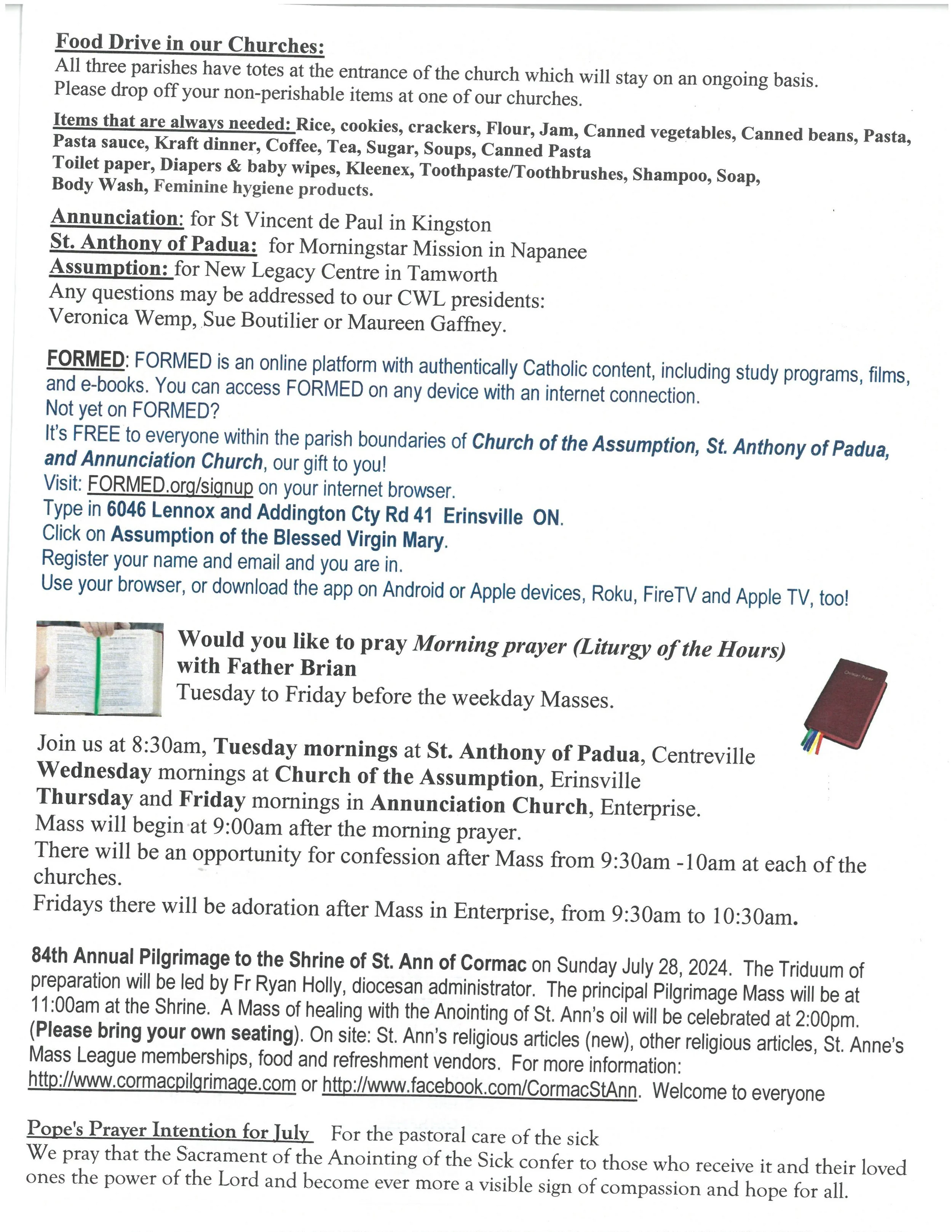 Bulletins — Stone Mills Roman Catholic Parishes