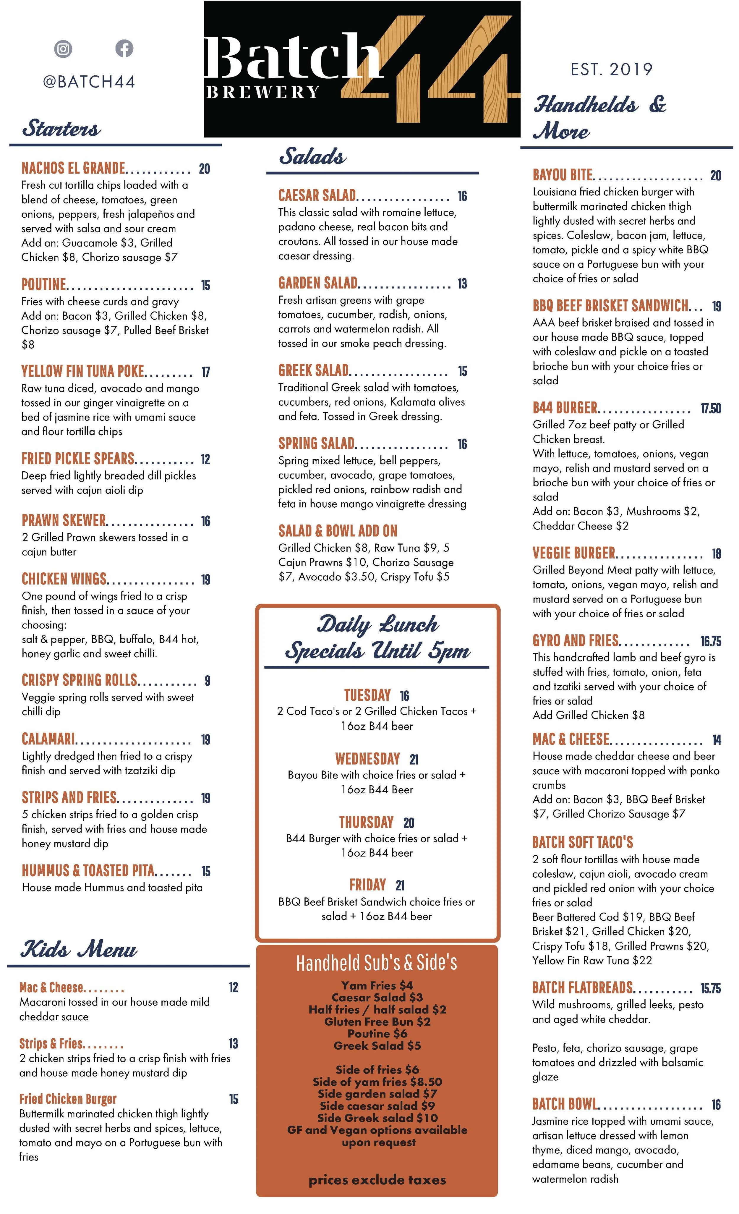 Menu — Batch 44