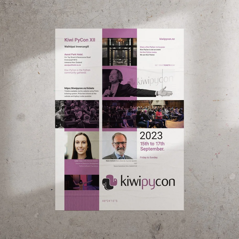Exploring the Design of Kiwi PyCon XII Poster - Classic design in modern times — Mata for Design