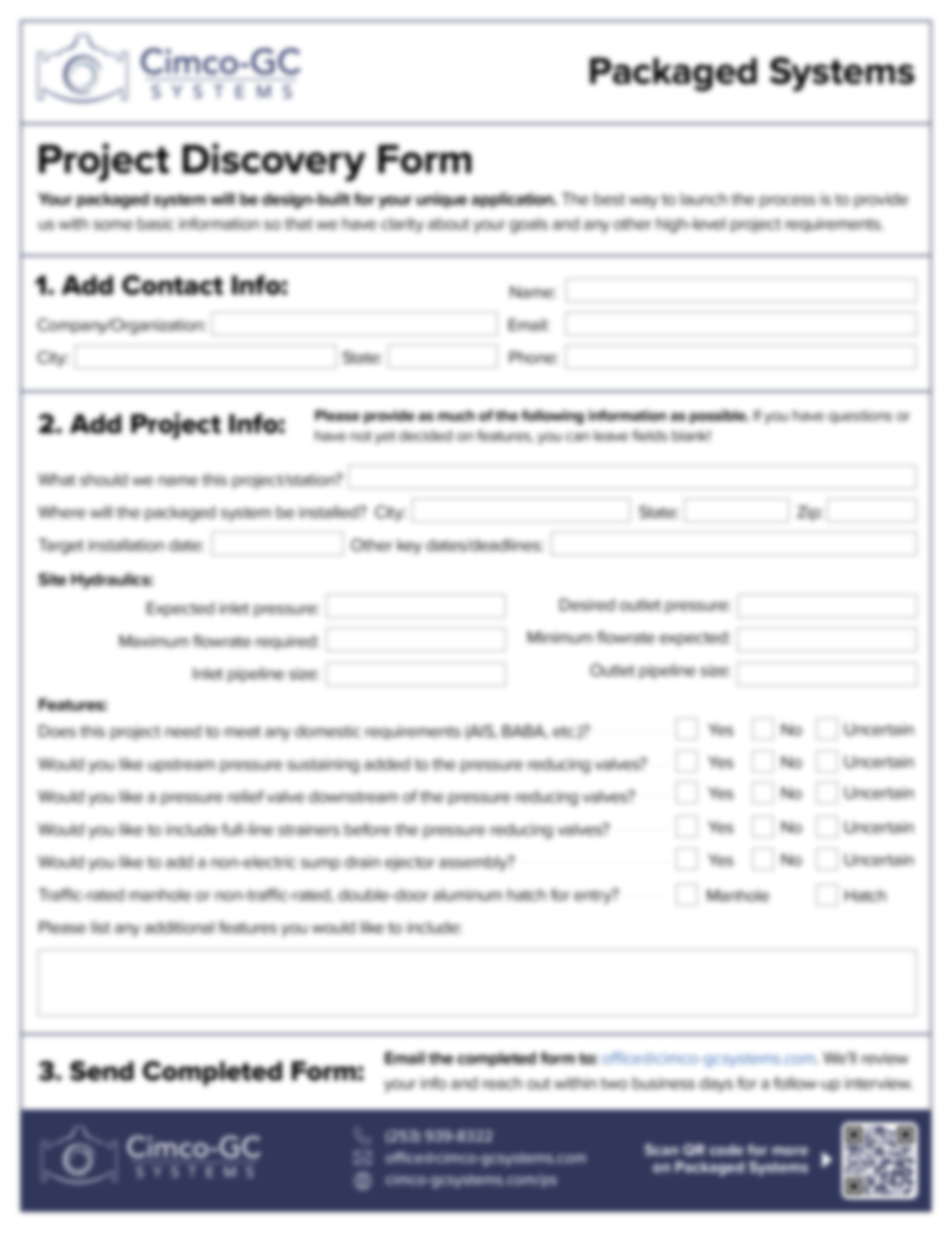 Project Discovery Form — Cimco-GC Systems