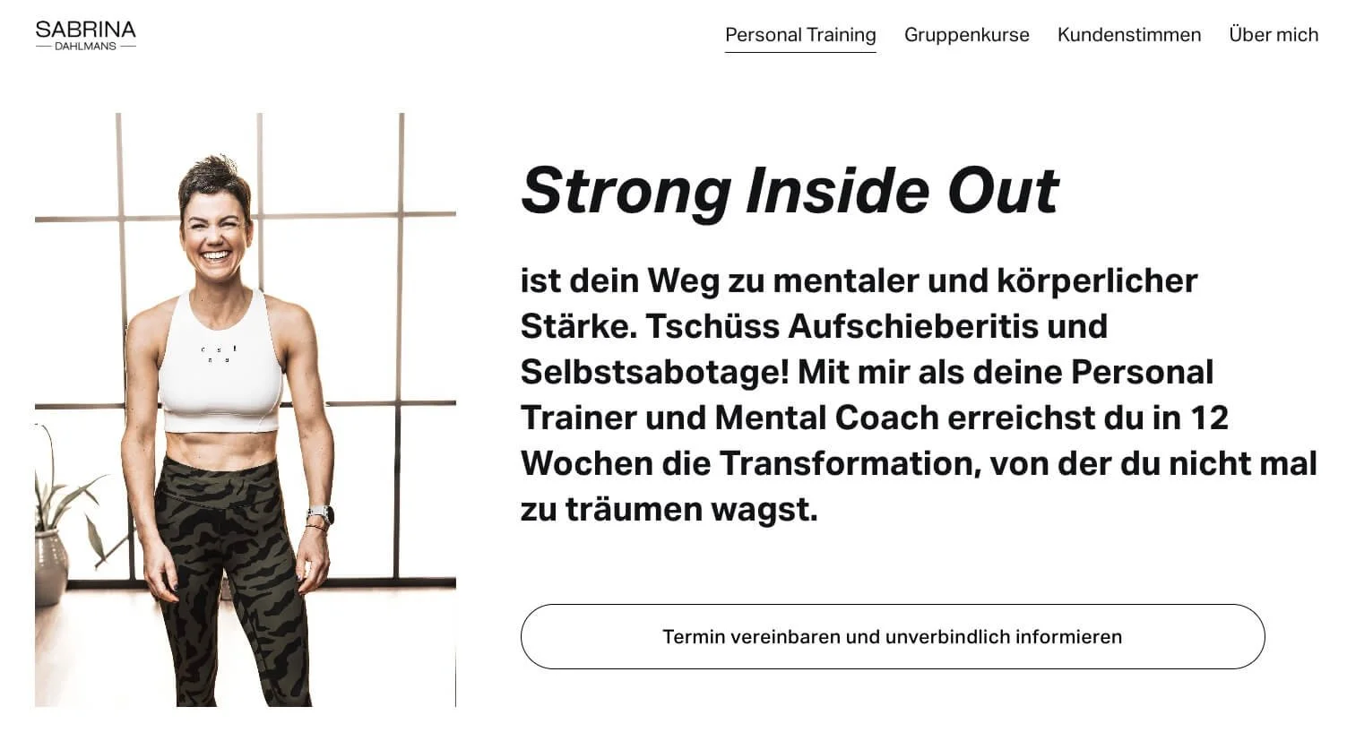 Squarespace Website für Personal Trainer & Mental Coach Sabrina Dahlmans