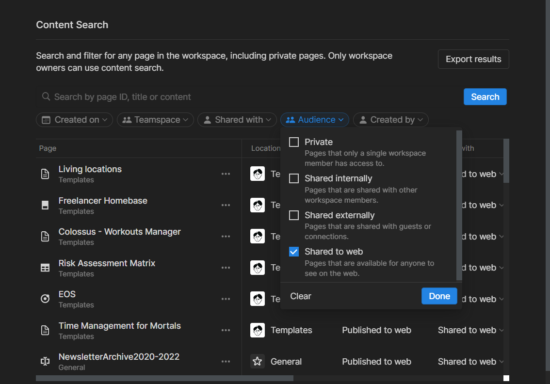Notion page and workspace analytics: overview and key features