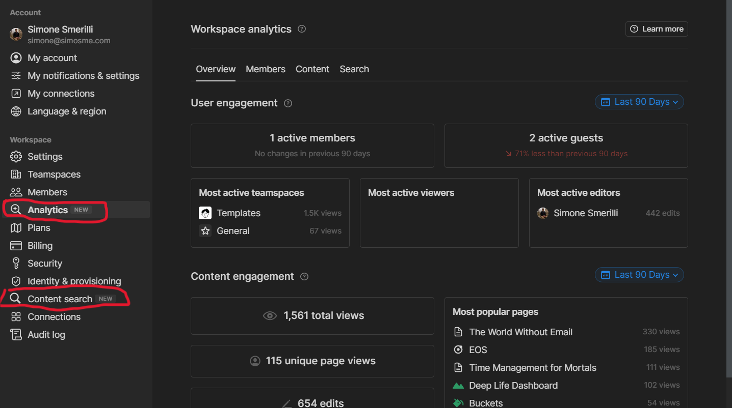 Notion page and workspace analytics: overview and key features