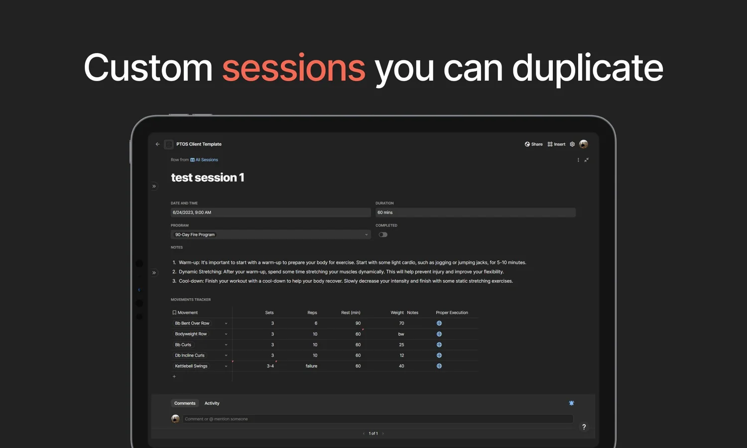 Coda Personal Trainer OS - Coda Template