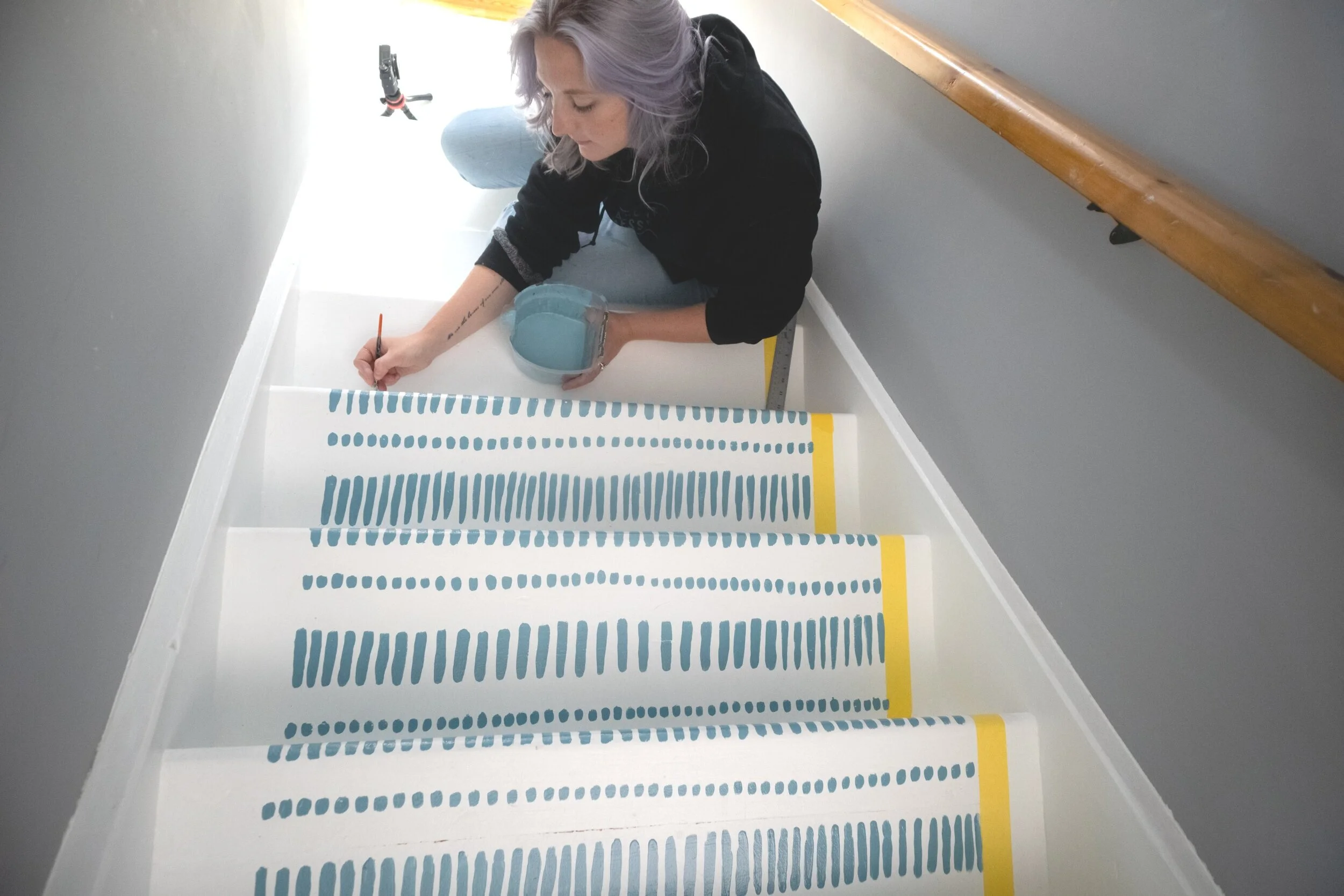 DIY Hand-Painted Stair Runner + Painted Window Trim using BEHR® Paint ...