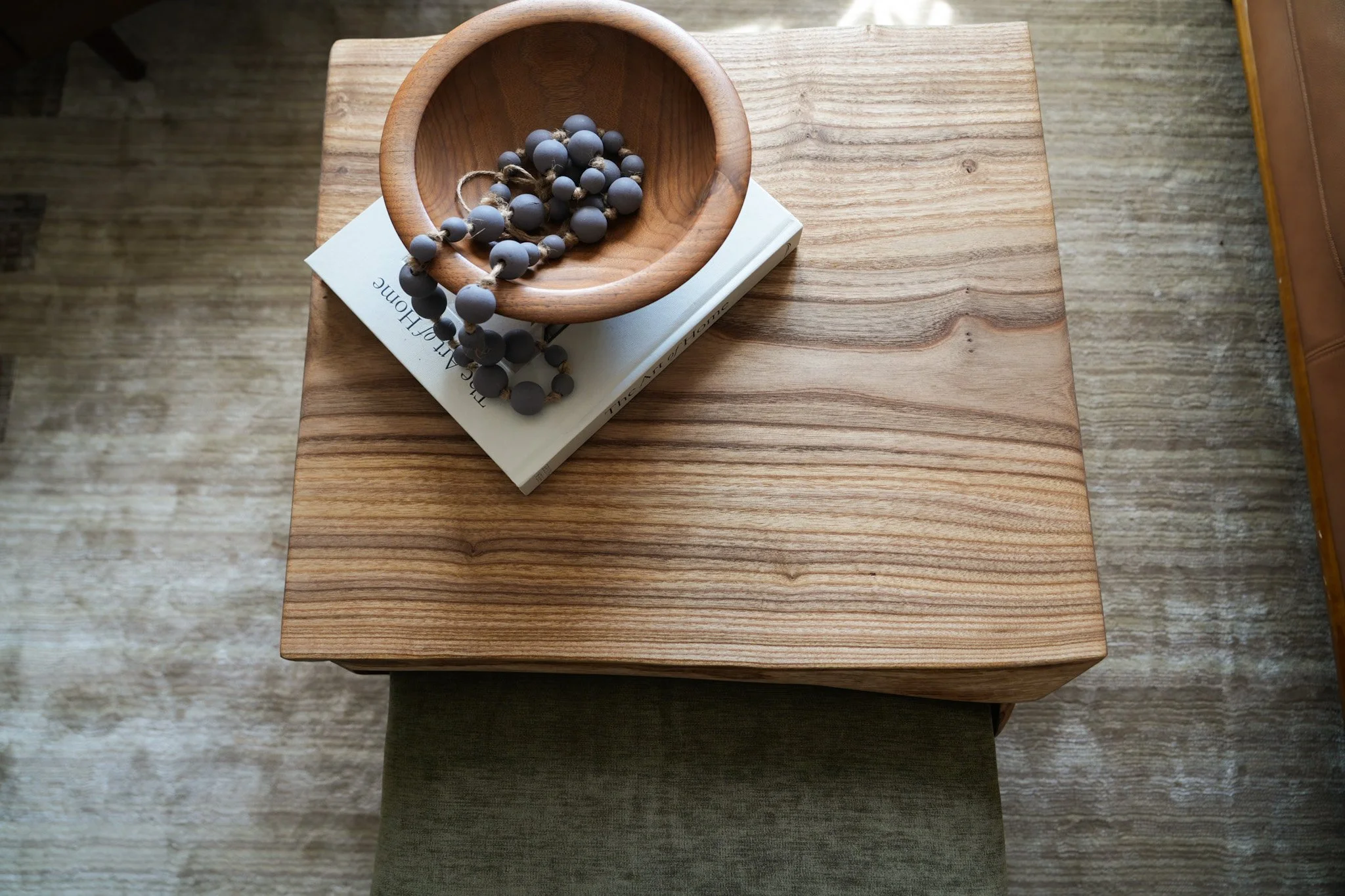 DIY Upholstered Ottoman and Live Edge Waterfall Table Duo — DIY in Progress