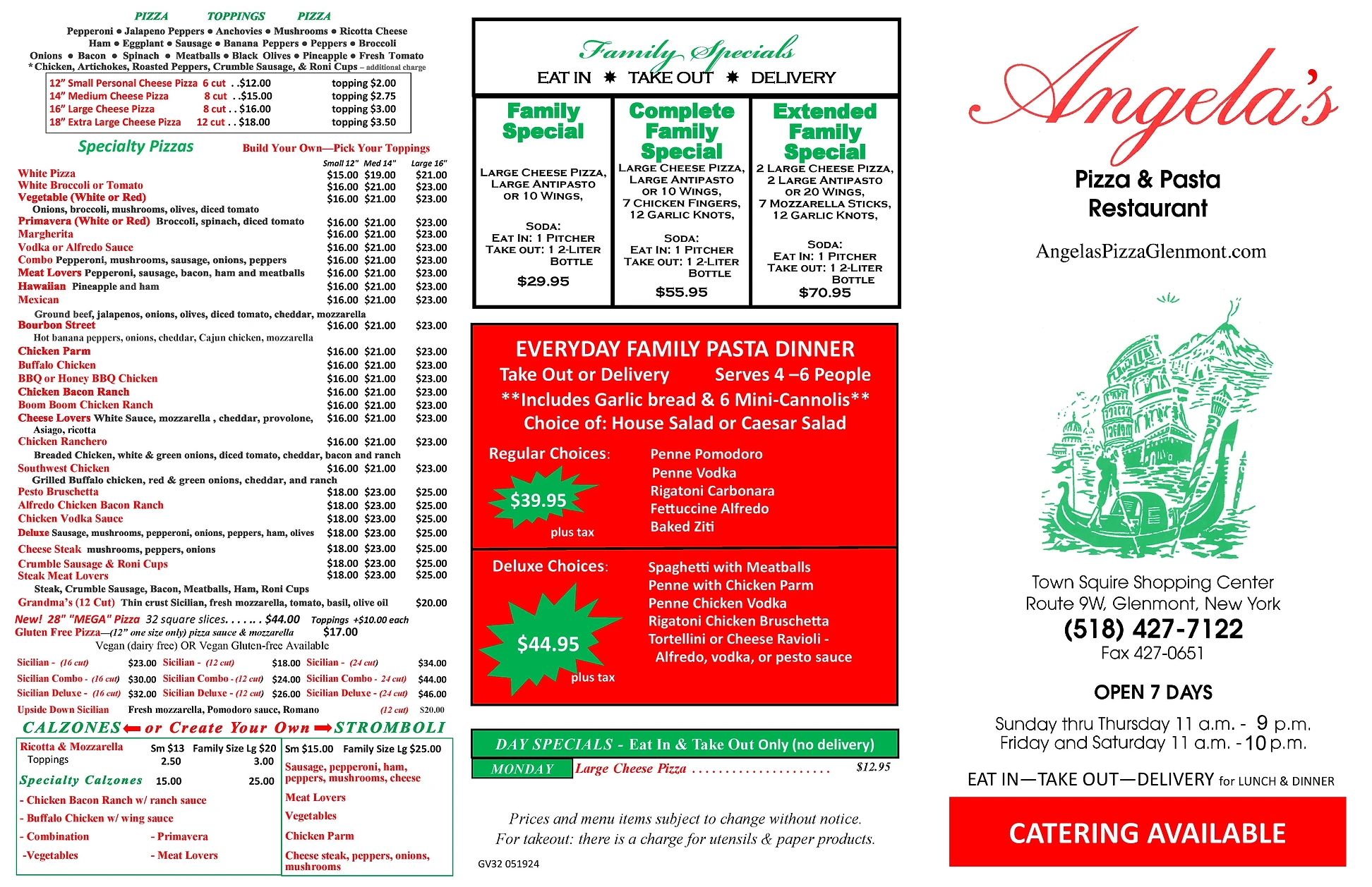 Our Menu — Angela's Pizza & Pasta