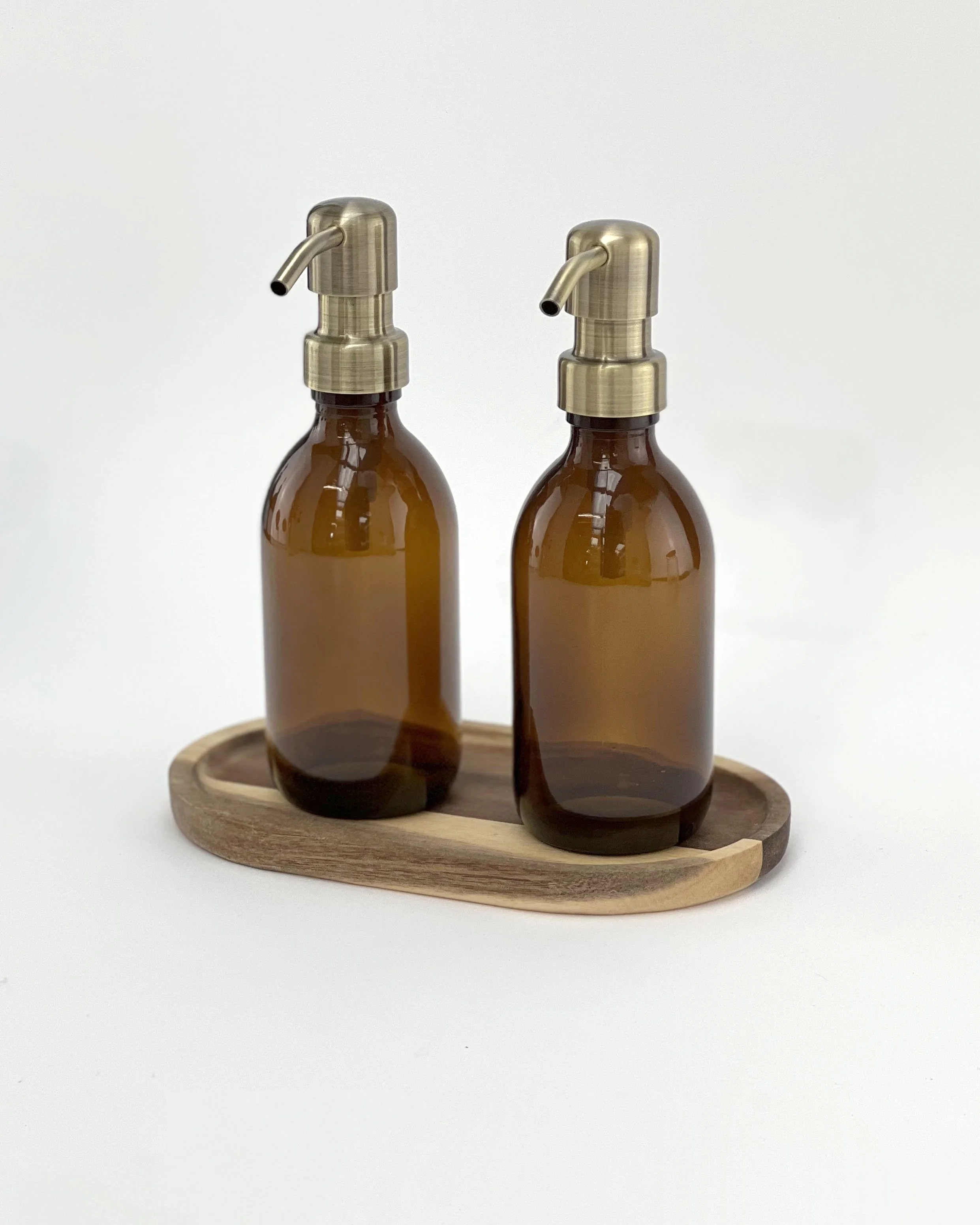 SET OF 2x AMBER GLASS BOTTLES 250 ML Blank Stainless Steel & Oval ...