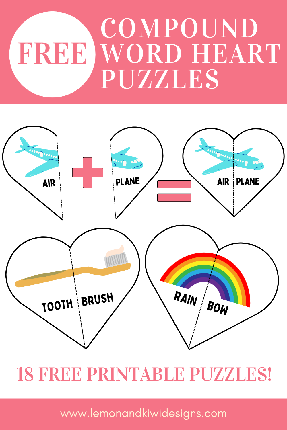 Free Printable Compound Word Puzzles for Valentine’s Day — Lemon & Kiwi ...