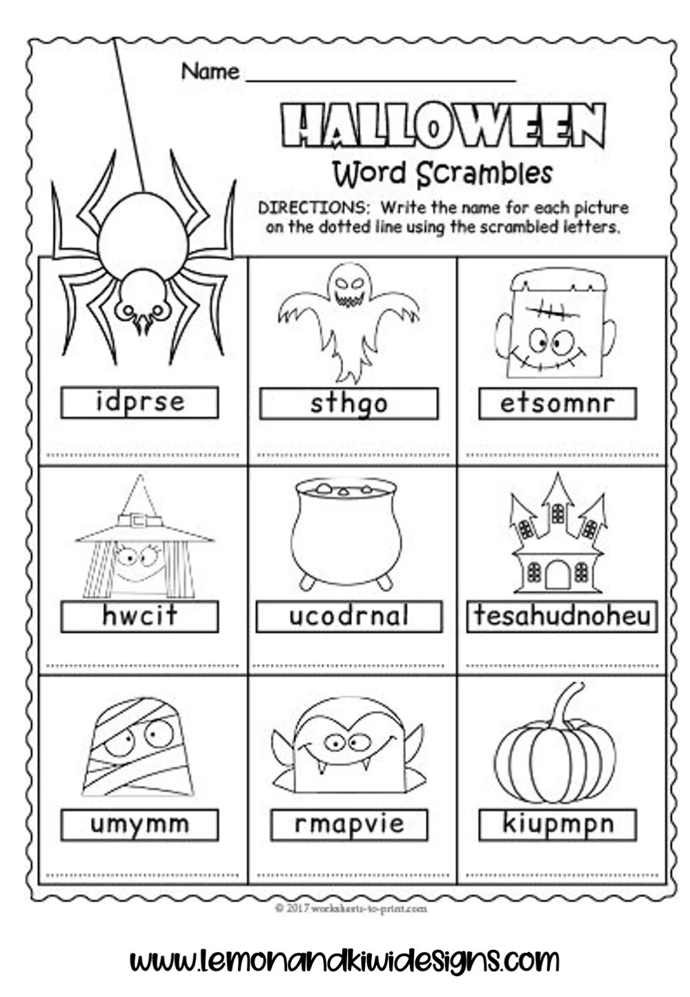 Free Halloween Literacy Worksheets for Preschoolers — Lemon & Kiwi Designs