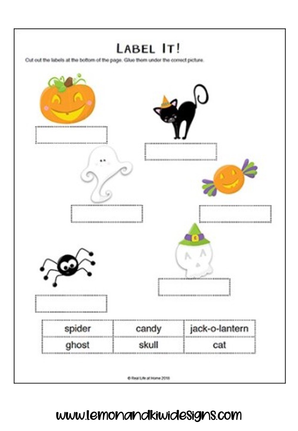 Free Halloween Literacy Worksheets for Preschoolers — Lemon & Kiwi Designs