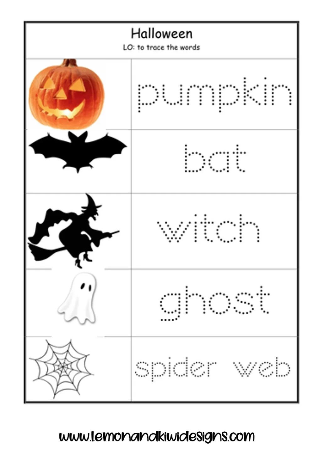 Free Halloween Literacy Worksheets for Preschoolers — Lemon & Kiwi Designs