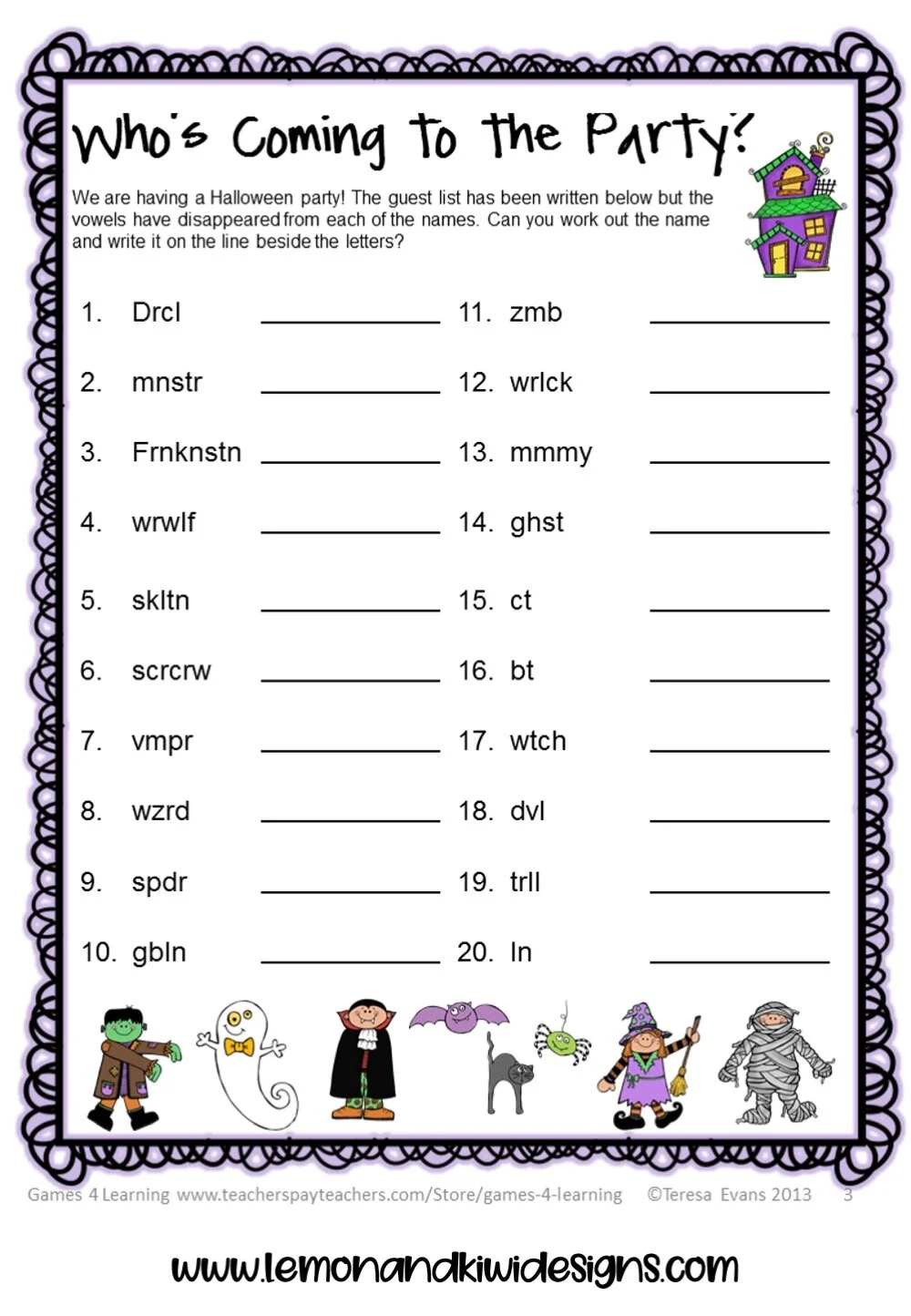 Free Halloween Literacy Worksheets for Preschoolers — Lemon & Kiwi Designs