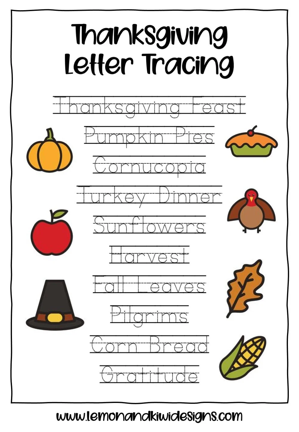 Free Thanksgiving Literacy Printables — Lemon & Kiwi Designs