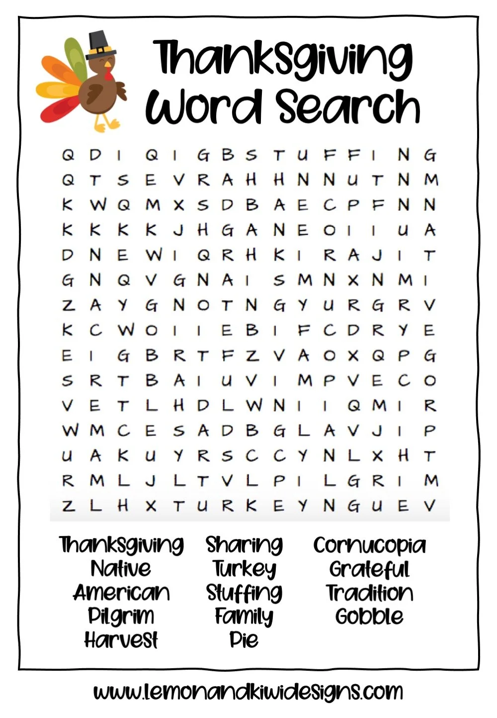 Free Thanksgiving Literacy Printables — Lemon & Kiwi Designs