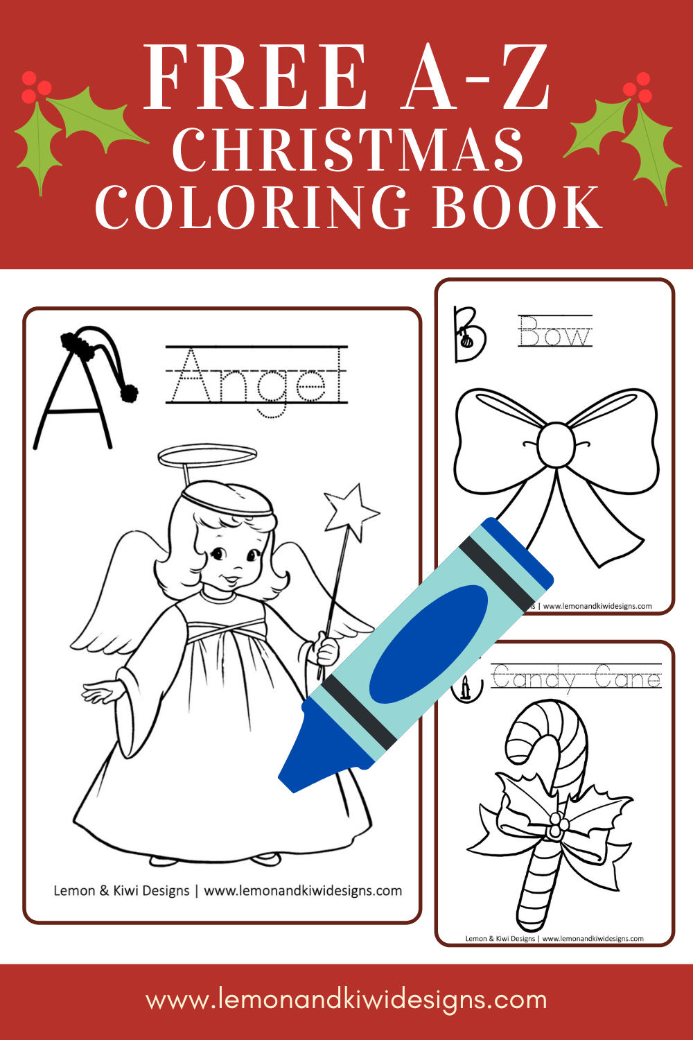Free Christmas A-Z Coloring Book — Lemon & Kiwi Designs