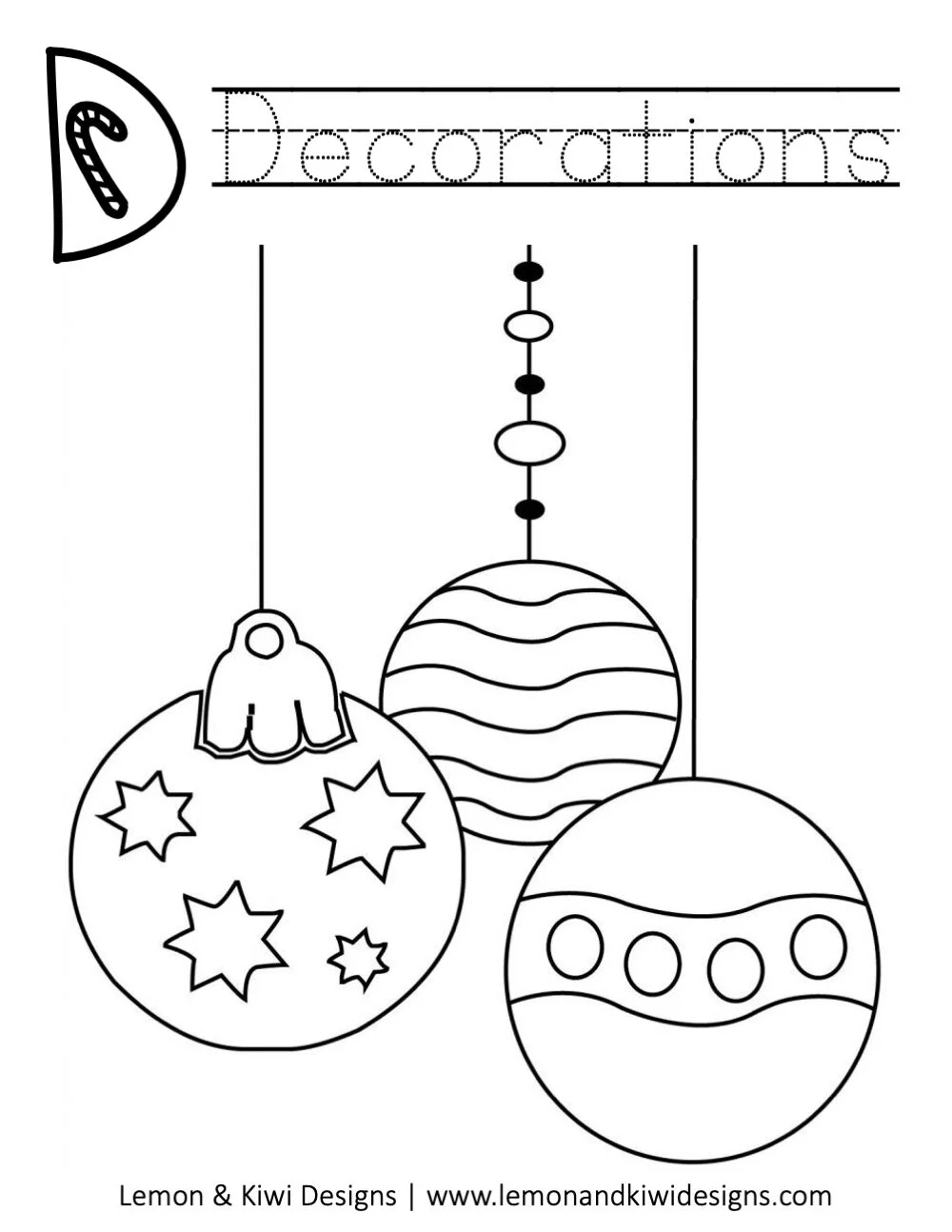 Free Christmas A-Z Coloring Book — Lemon & Kiwi Designs