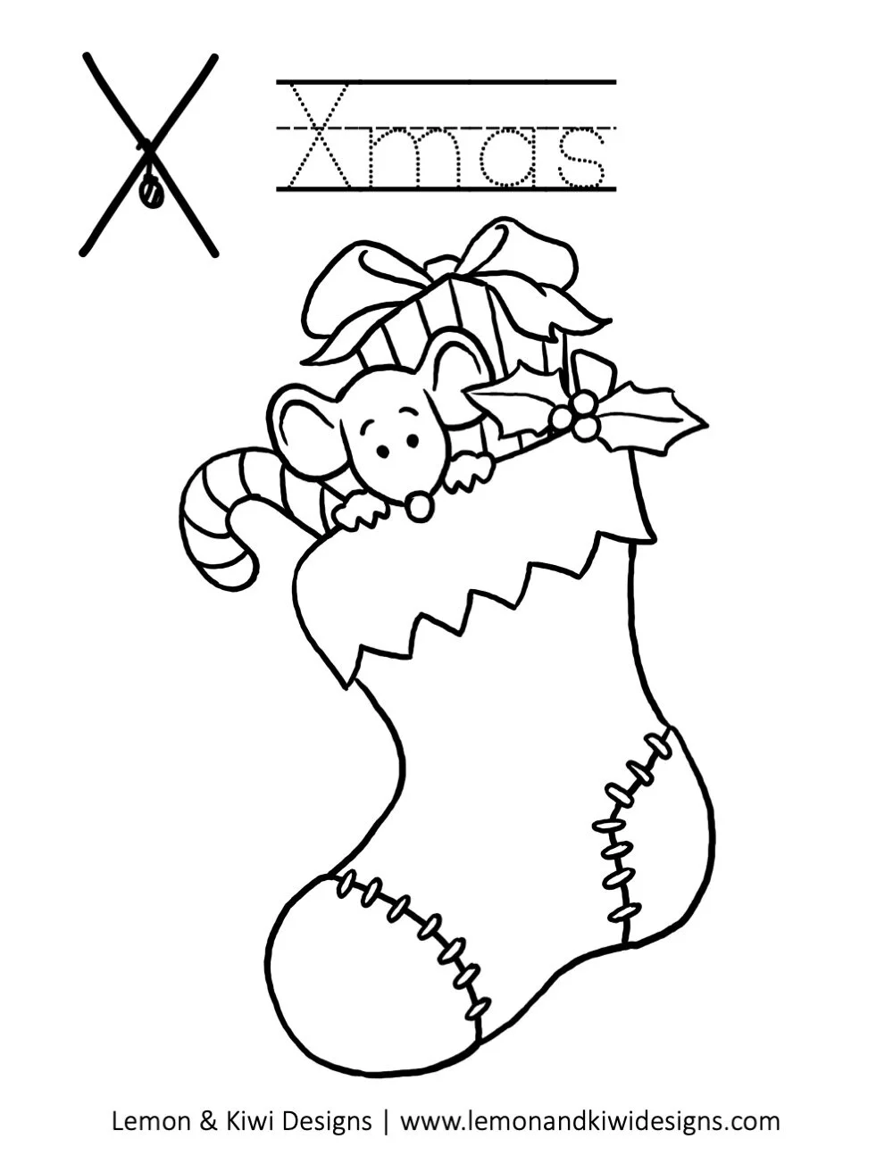 Free Christmas A-Z Coloring Book — Lemon & Kiwi Designs