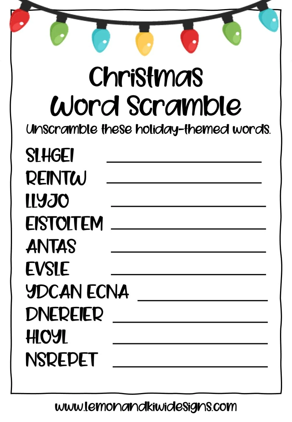 Free Christmas Literacy Printable Activity Book — Lemon & Kiwi Designs