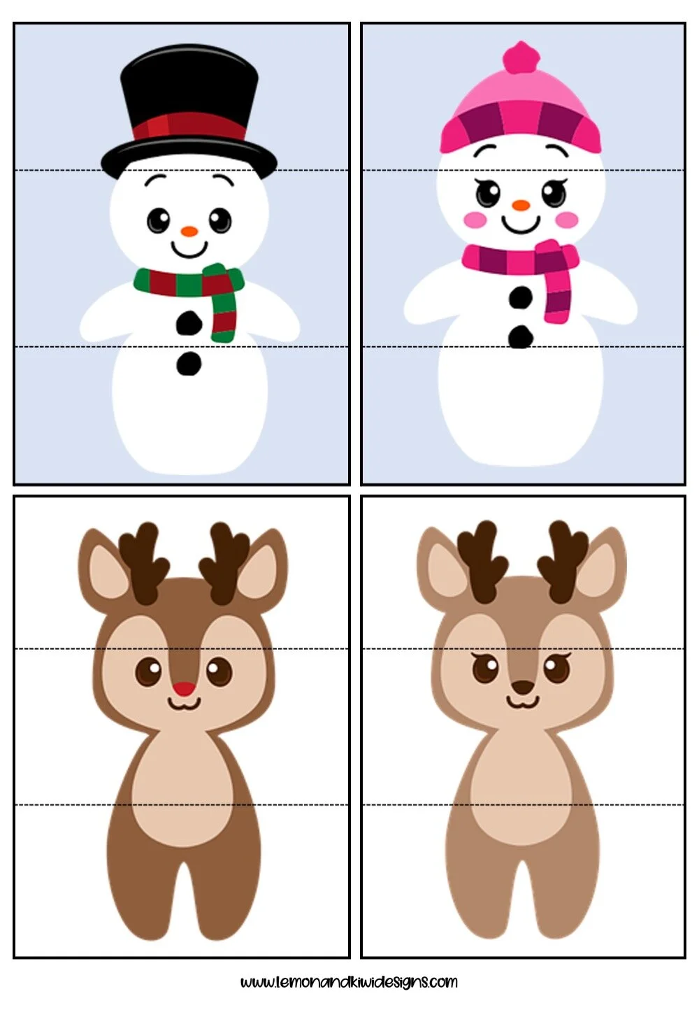 Free Printable Christmas Mix and Match Puzzles — Lemon & Kiwi Designs