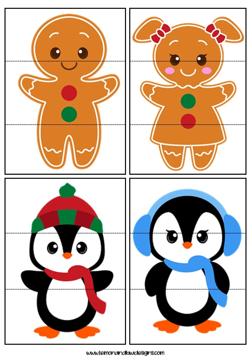 Free Printable Christmas Mix and Match Puzzles — Lemon & Kiwi Designs