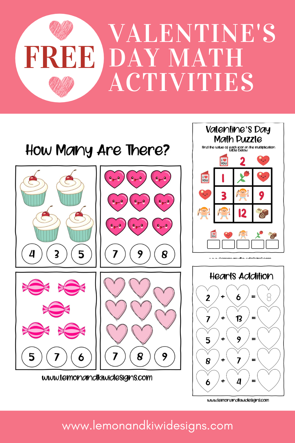 Free Valentine’s Day Math Activities — Lemon & Kiwi Designs