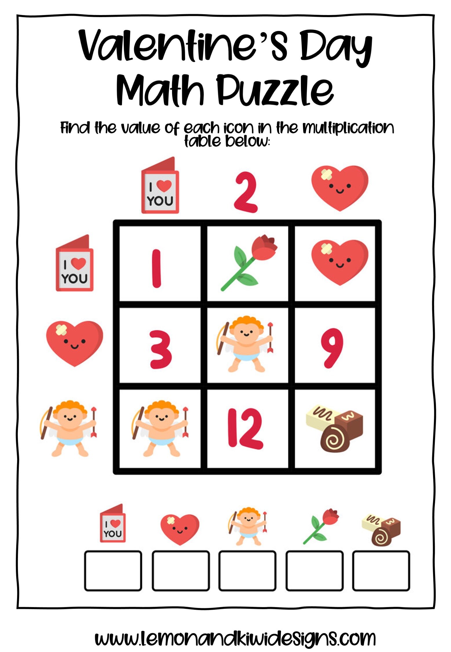 Free Valentine’s Day Math Activities — Lemon & Kiwi Designs