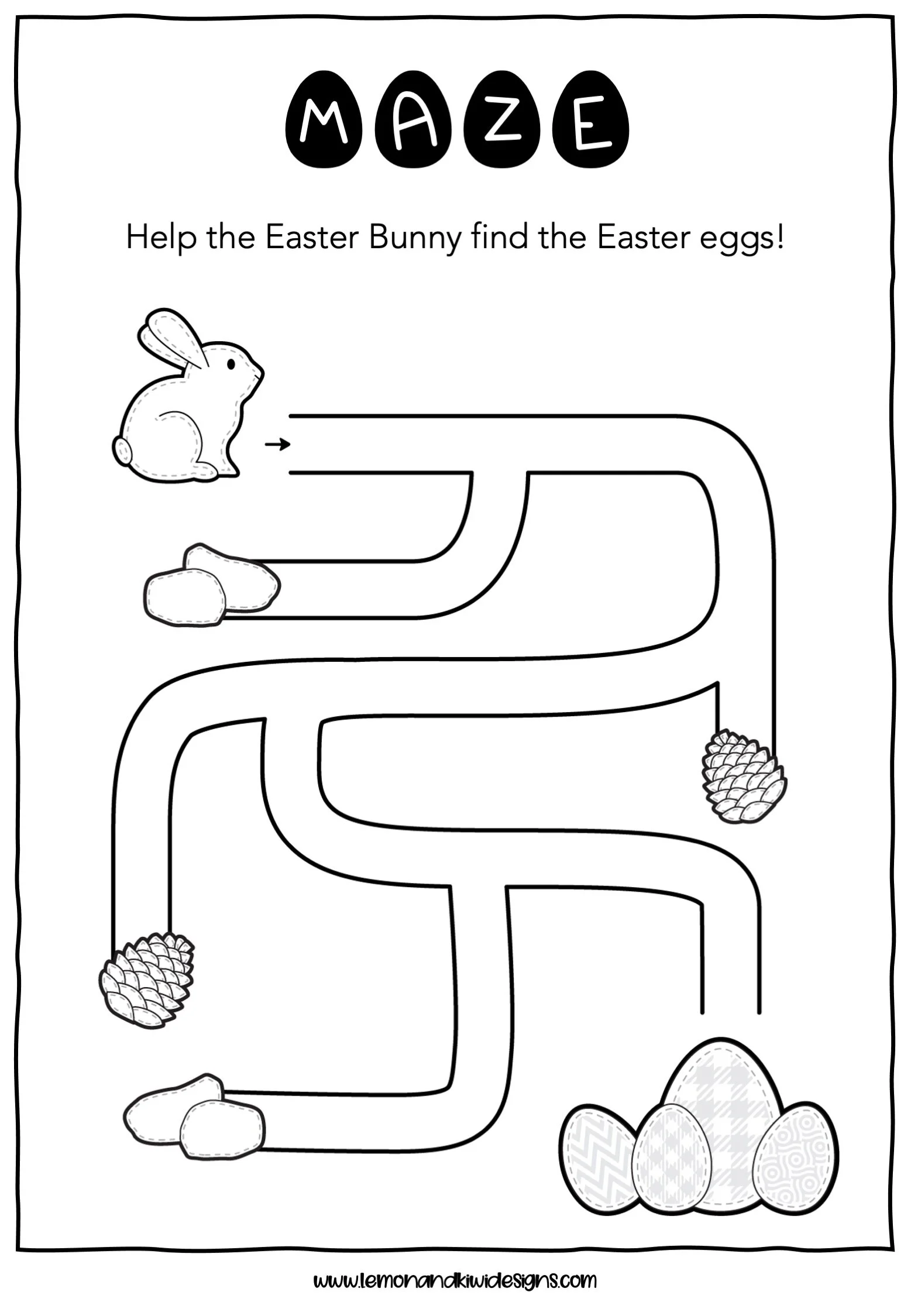 Free Easter Maze Worksheets for Kids — Lemon & Kiwi Designs