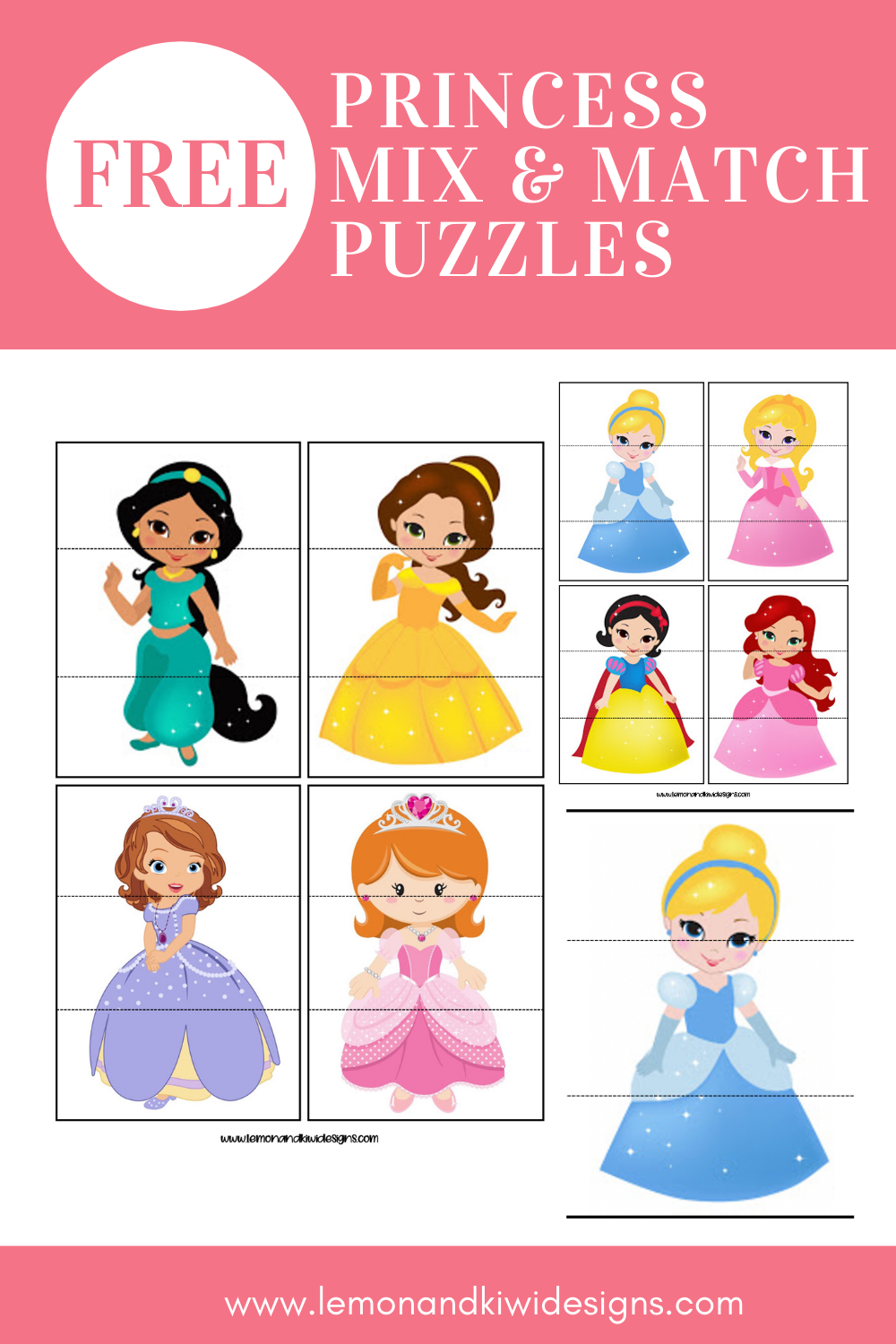Free Printable Princess Mix and Match Puzzles — Lemon & Kiwi Designs