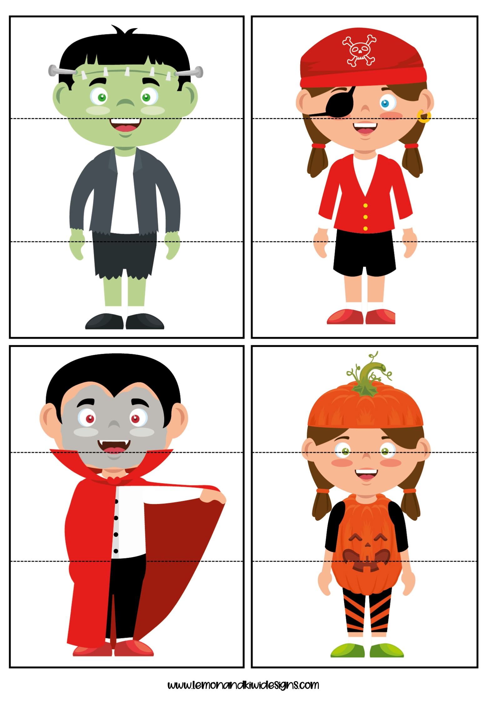 Free Halloween Printable Mix & Match Puzzles — Lemon & Kiwi Designs