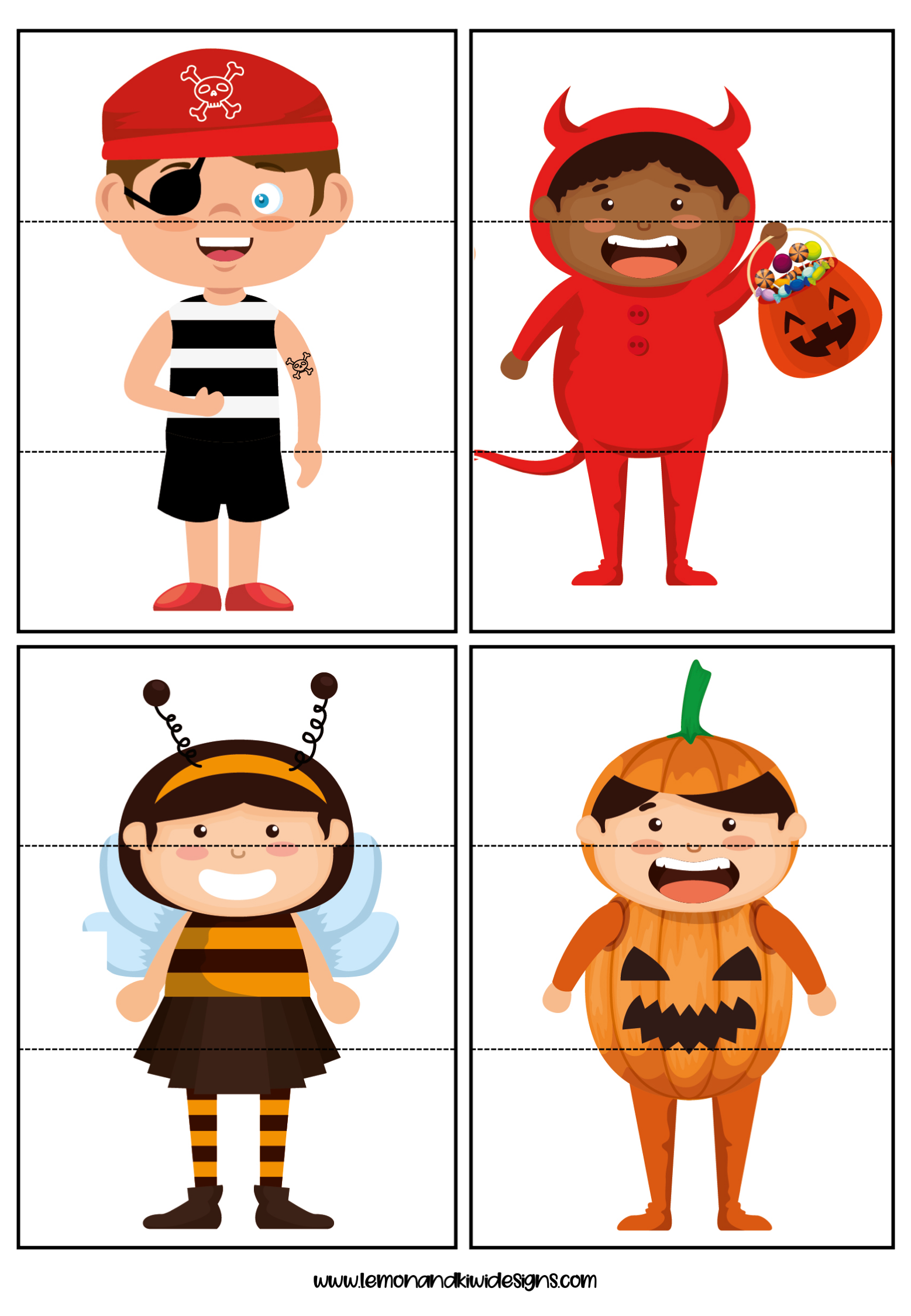 Free Halloween Printable Mix & Match Puzzles — Lemon & Kiwi Designs