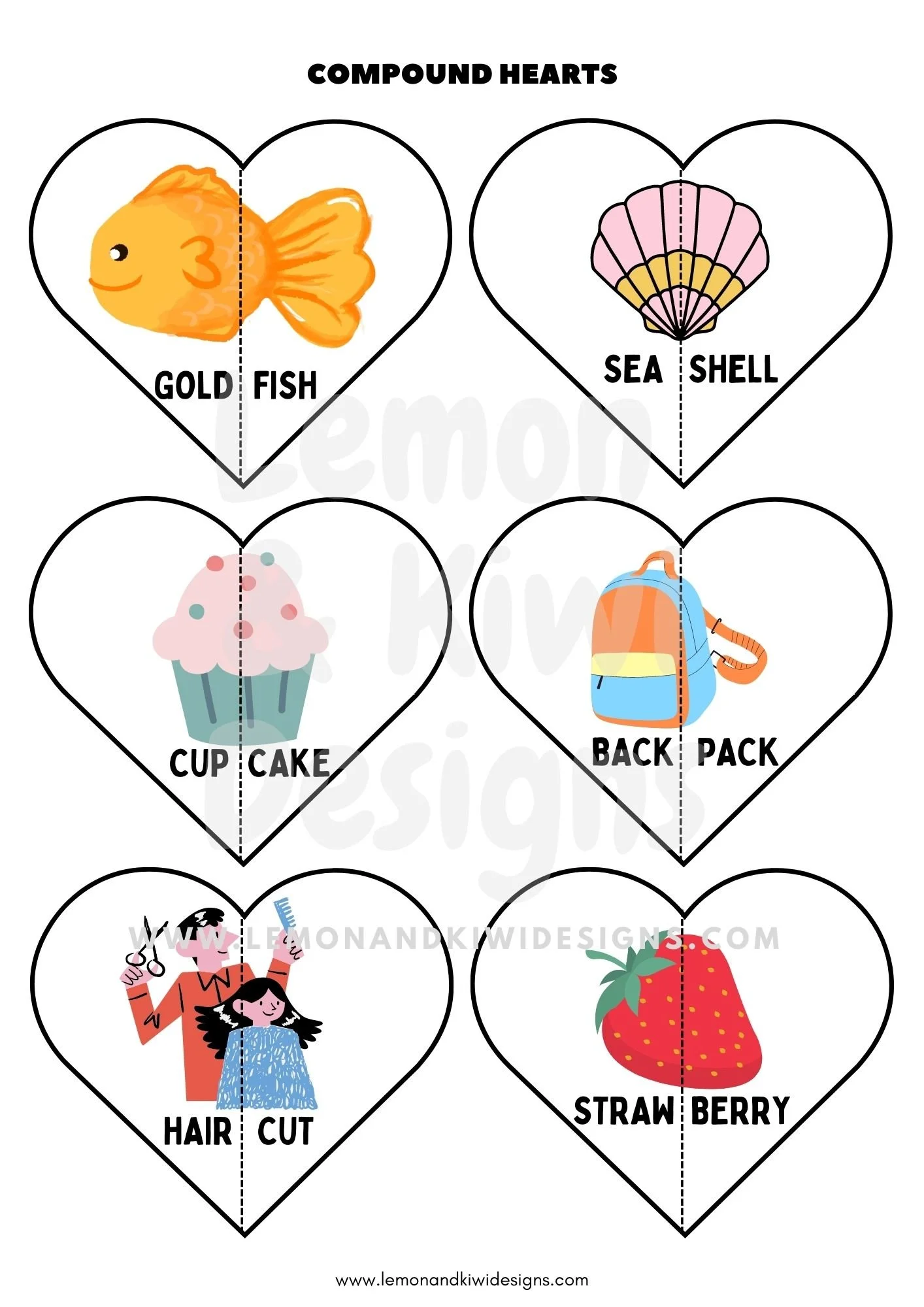 Free Printable Compound Word Puzzles for Valentine’s Day — Lemon & Kiwi ...