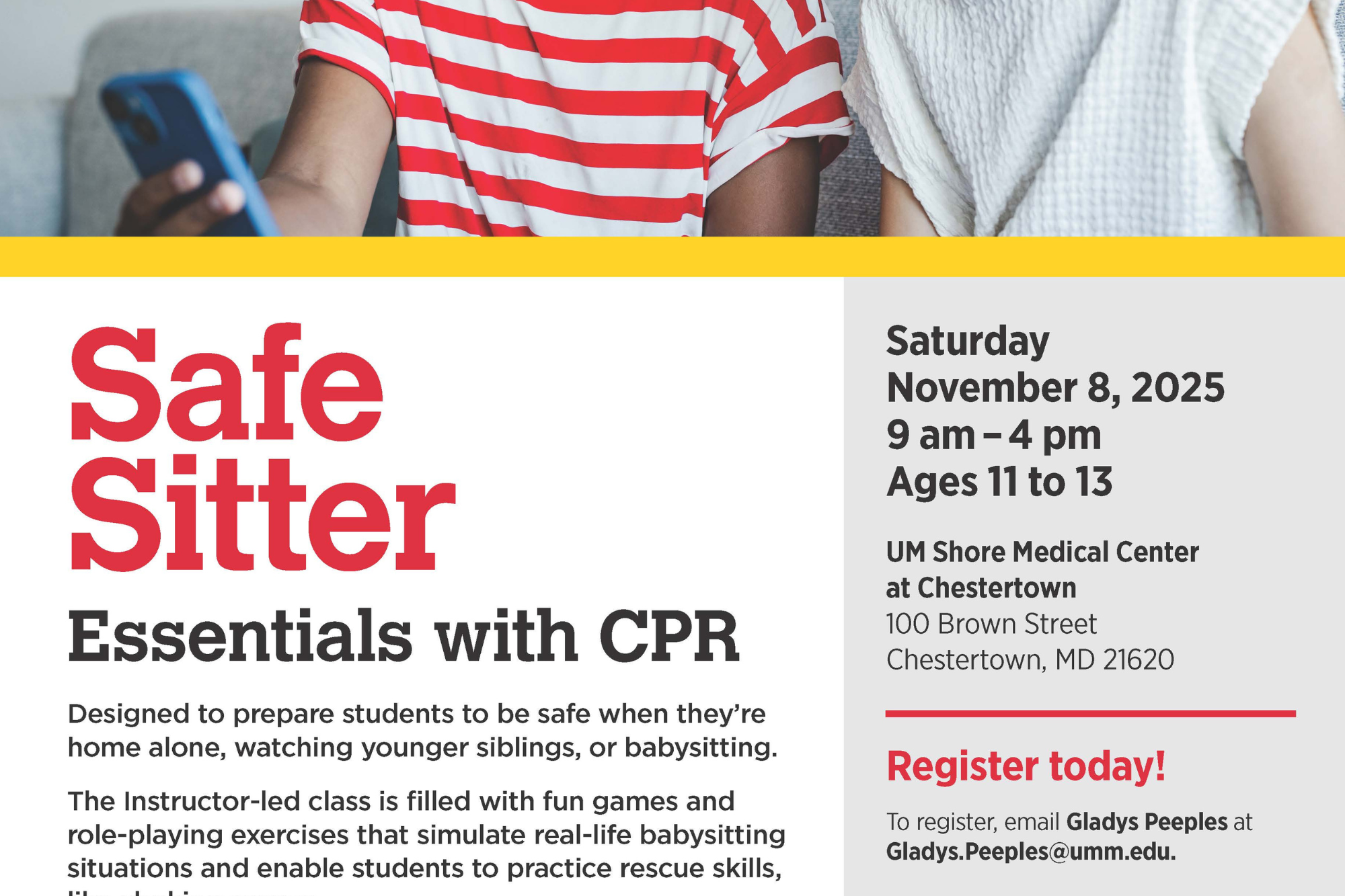 Next UM Shore Regional Health Safe Sitter® Course Set for November 8 ...