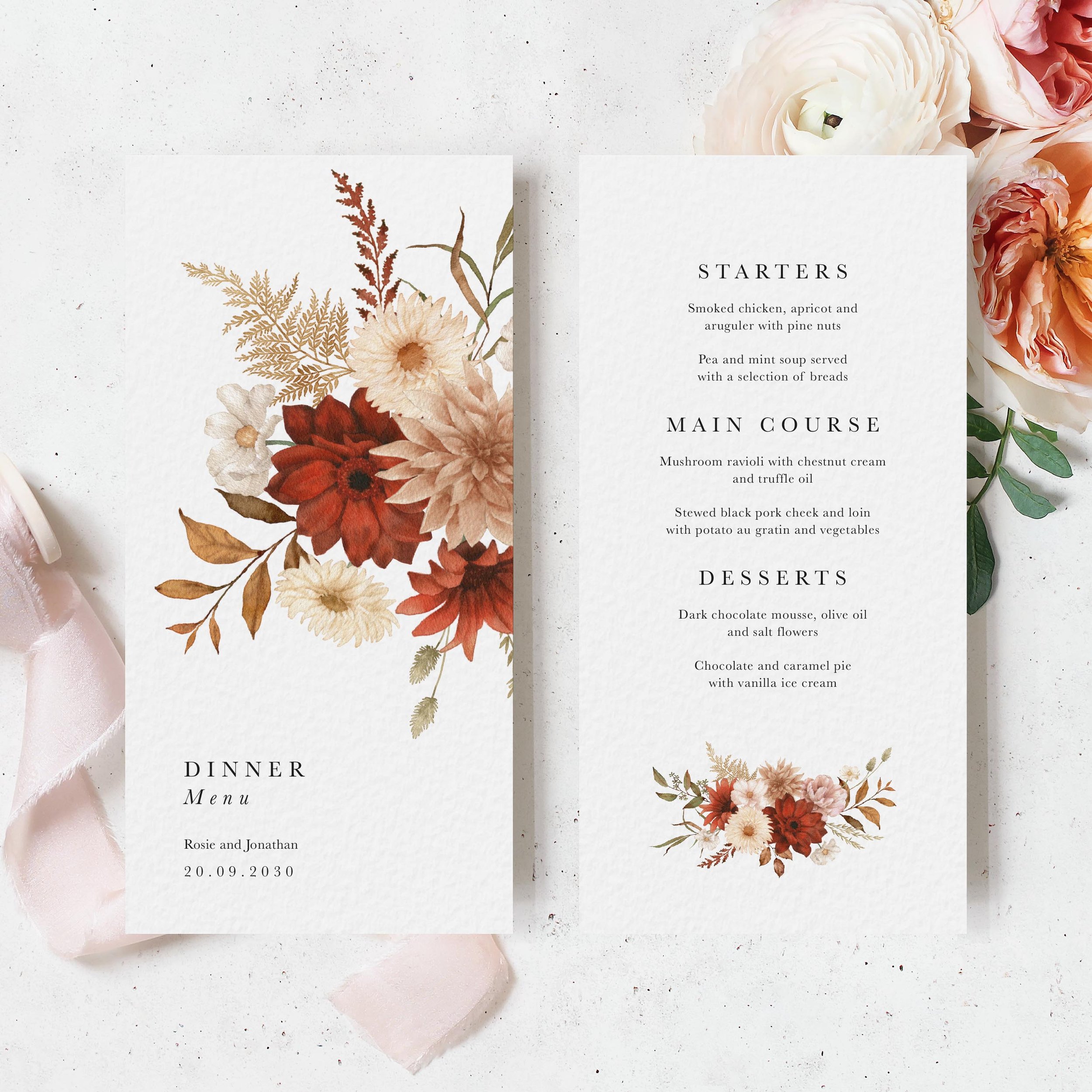 Wedding Menus | Wonder Wedding Stationery UK