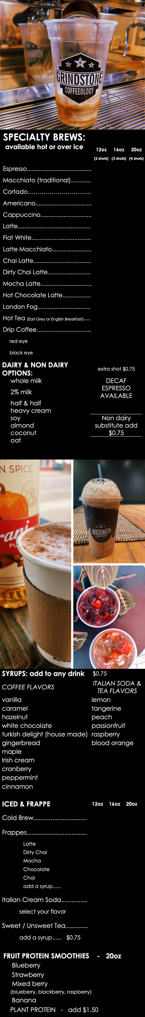 Drink List — Grindstone Coffeeology