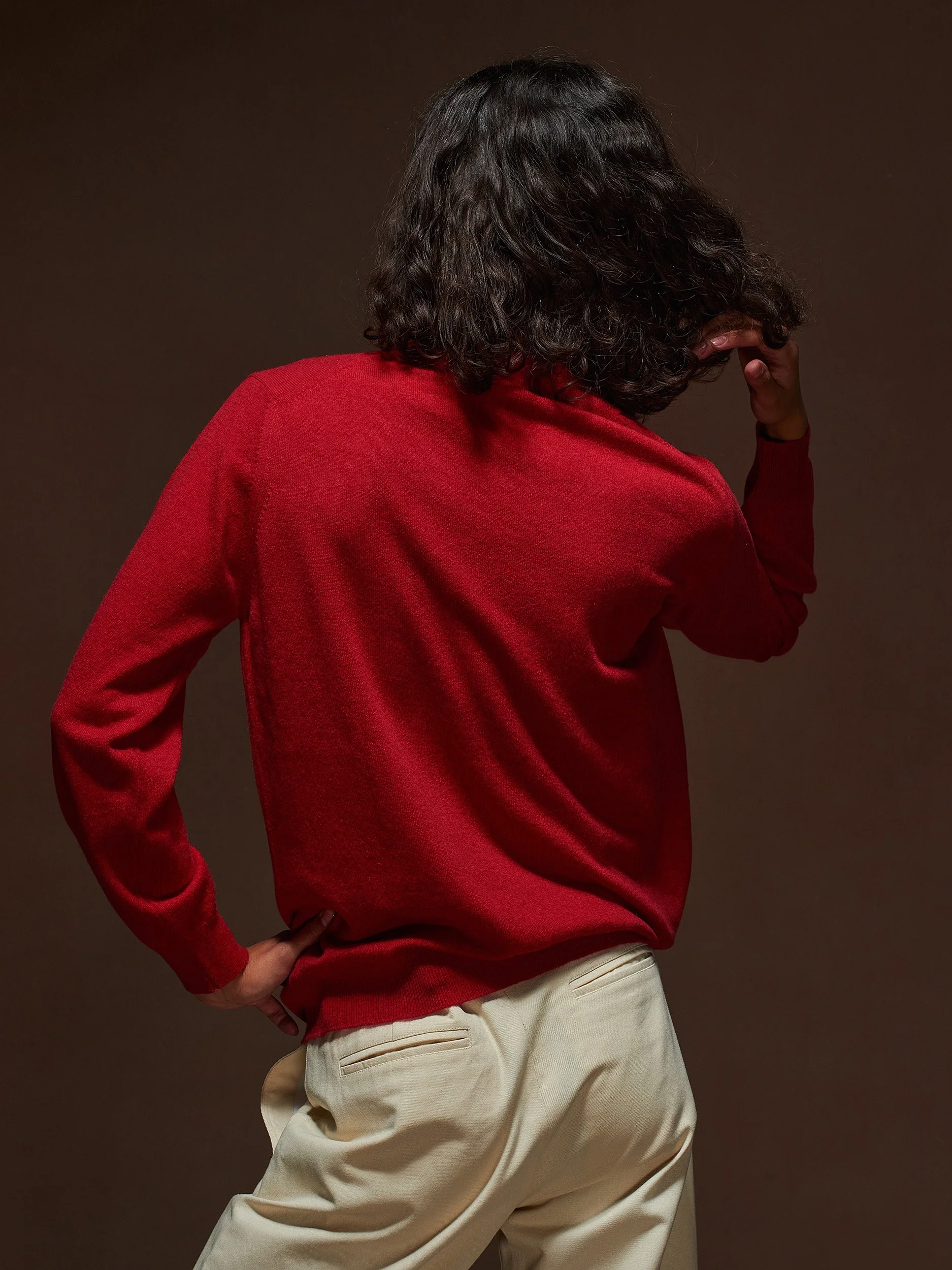 Red Cashmere Crewneck Sweater - Heron's Ghyll