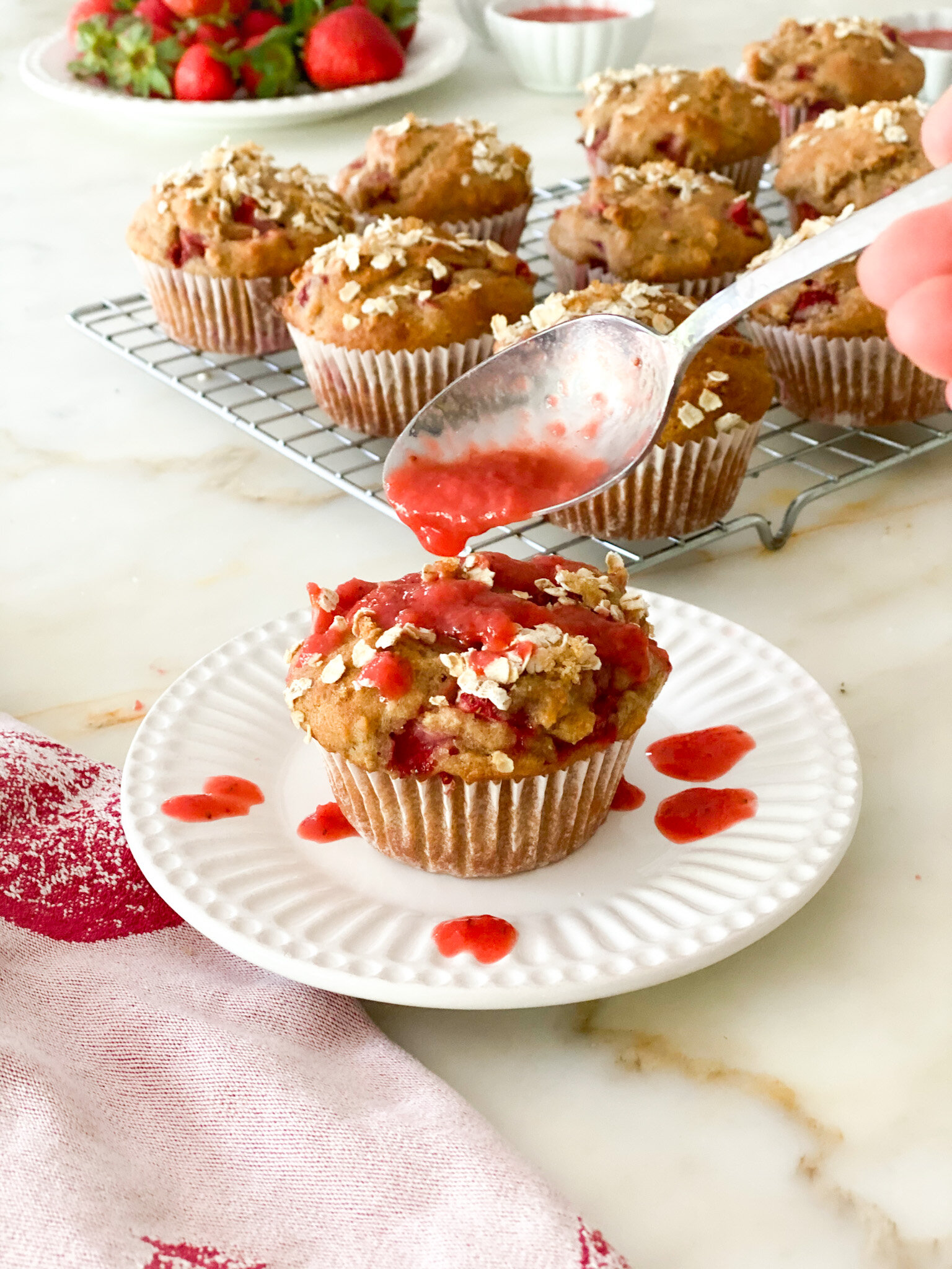 Strawberry Oat Muffins with Strawberry Sauce — Freshdayliving