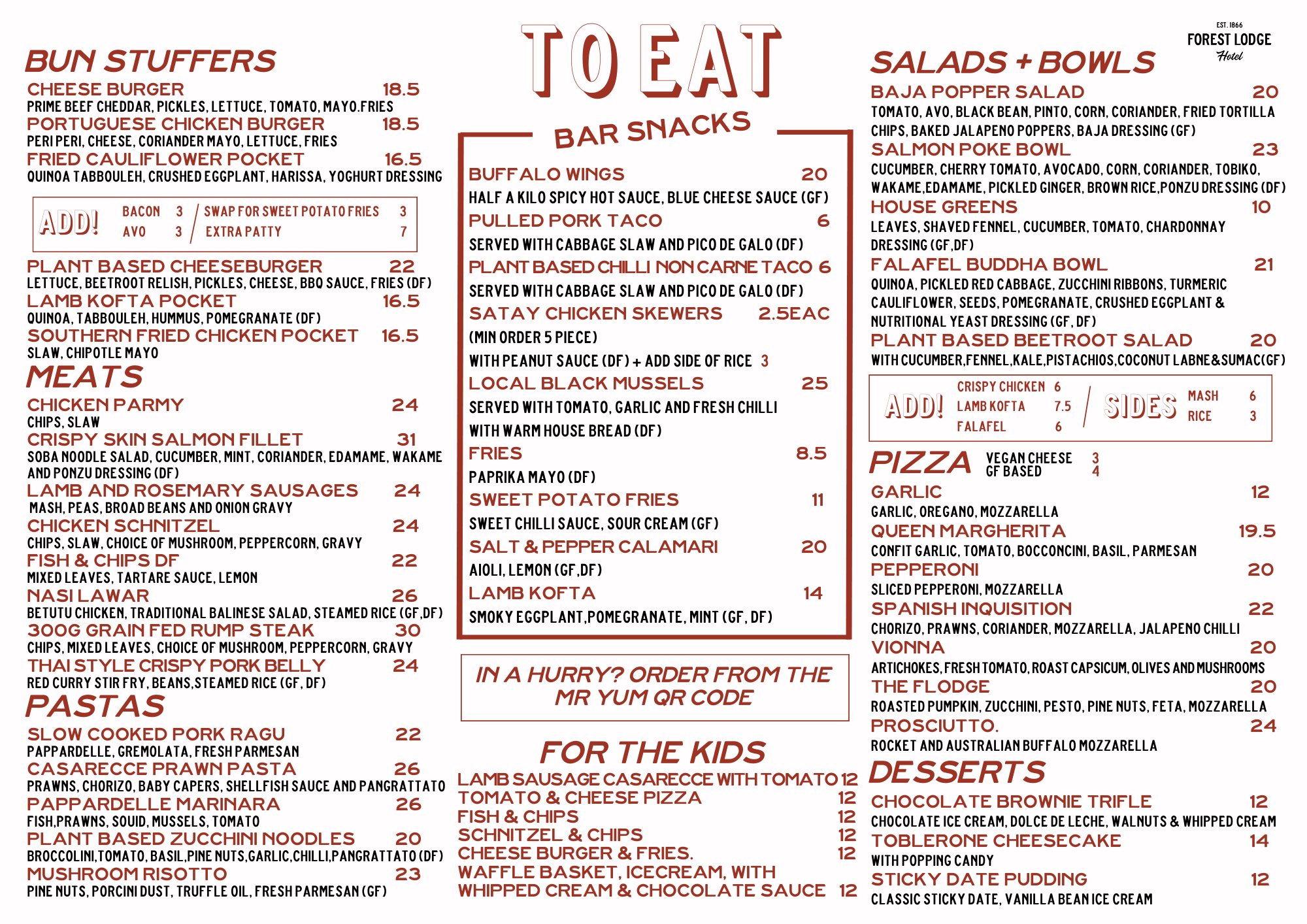 Menu — Forest Lodge Hotel