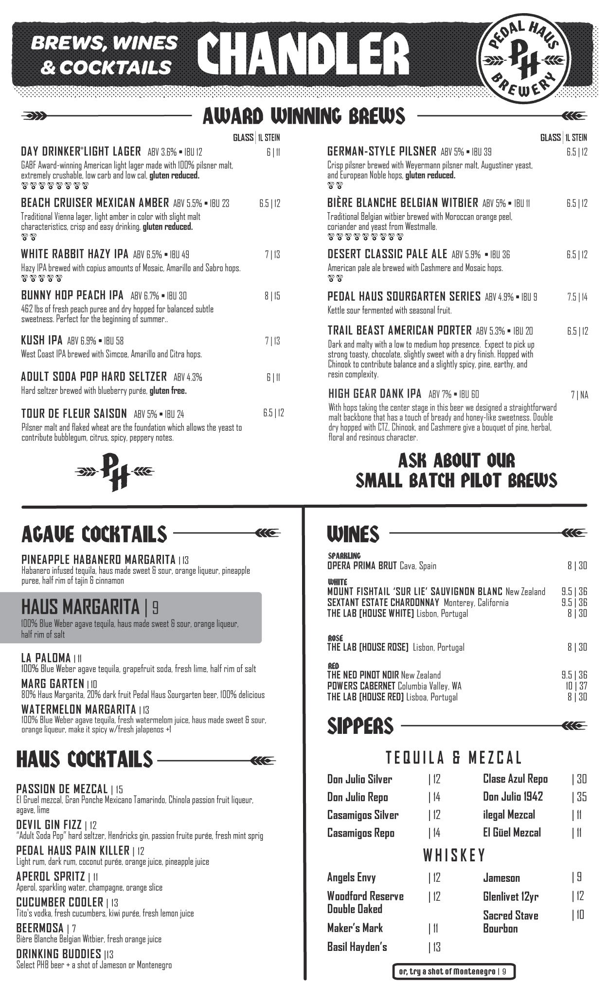 Best Snacks & Drinks Menu in Chandler — Pedal Haus Brewery