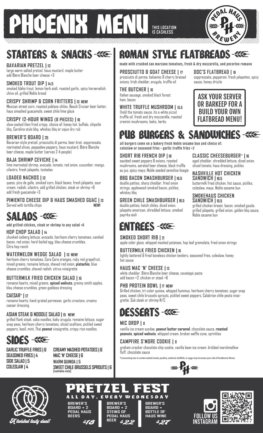 Phoenix's Best Snacks & Drinks Menu — Pedal Haus Brewery