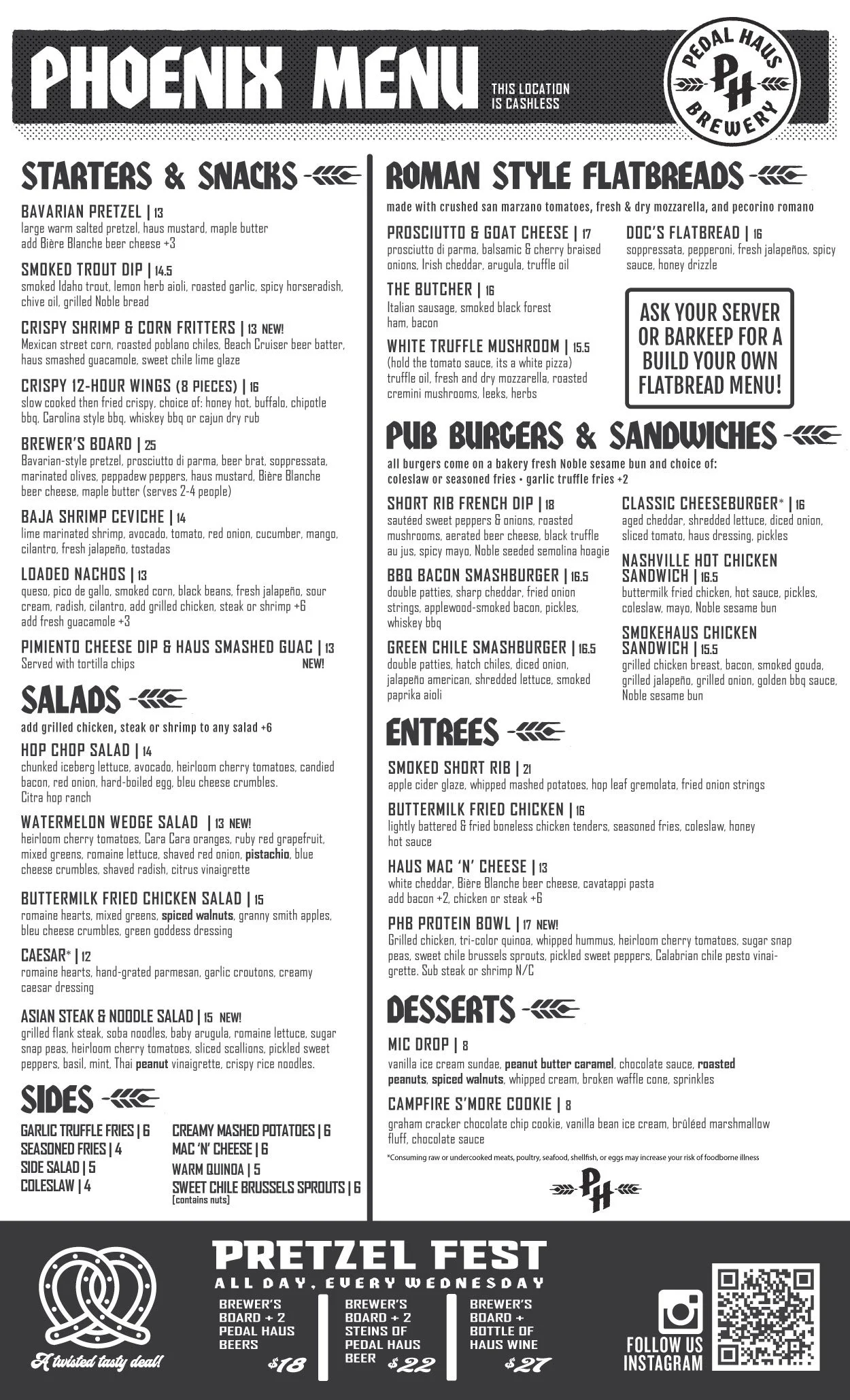 Phoenix's Best Snacks & Drinks Menu — Pedal Haus Brewery