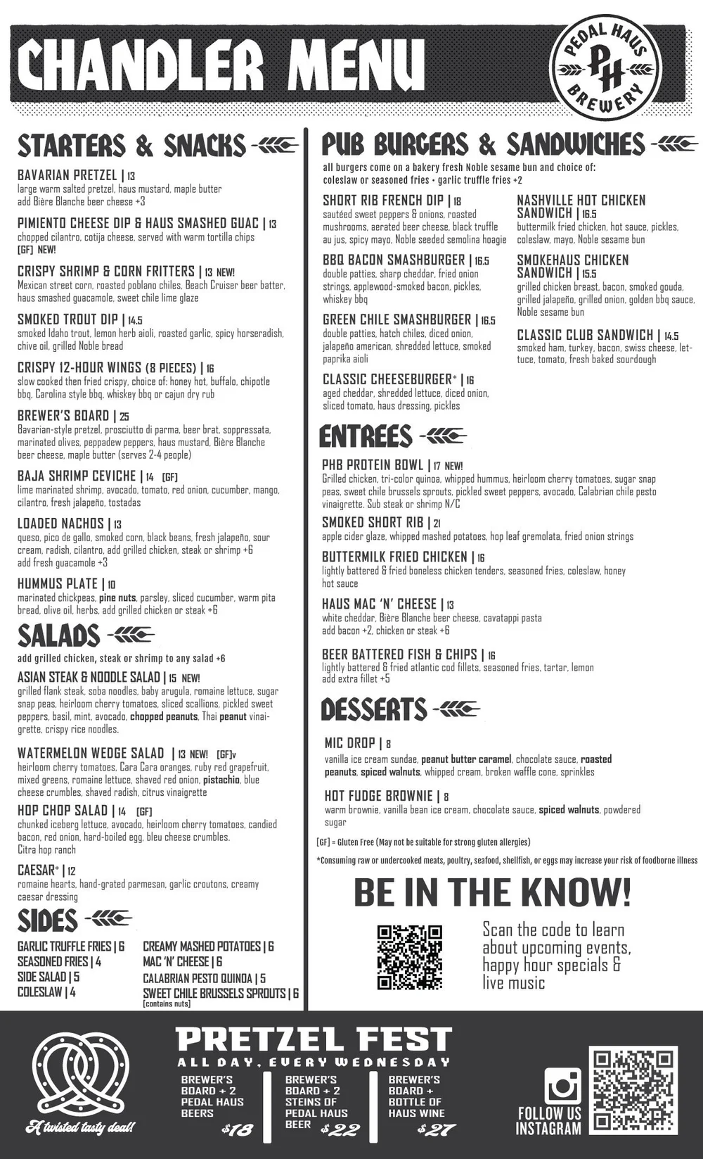 Best Snacks & Drinks Menu in Chandler — Pedal Haus Brewery