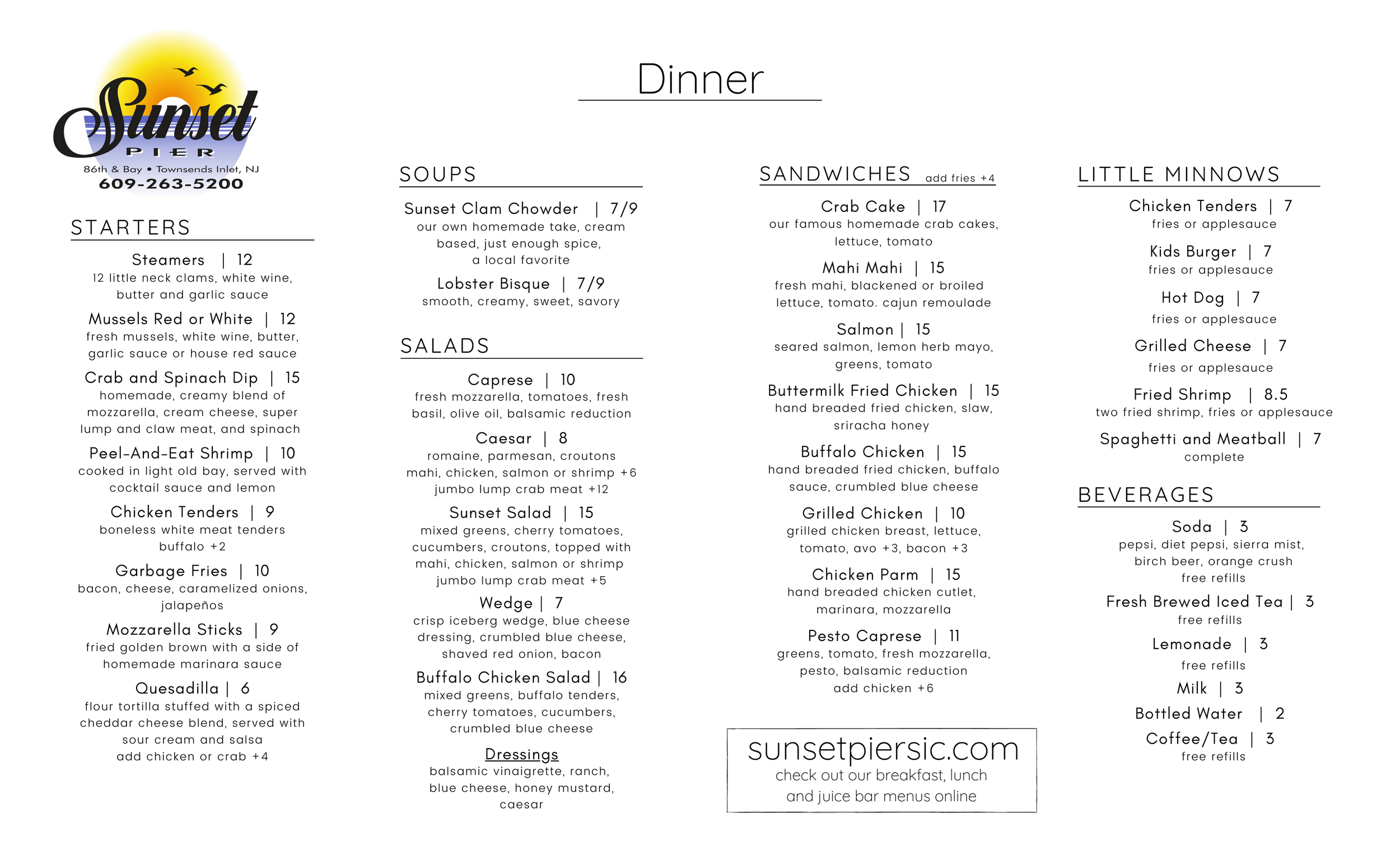 Menu — Sunset Pier