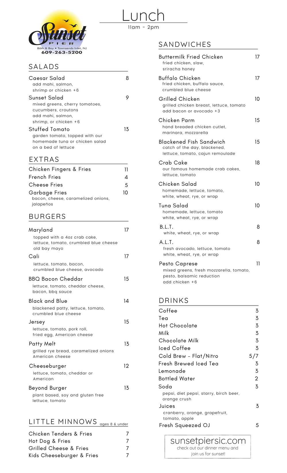 Menu — Sunset Pier