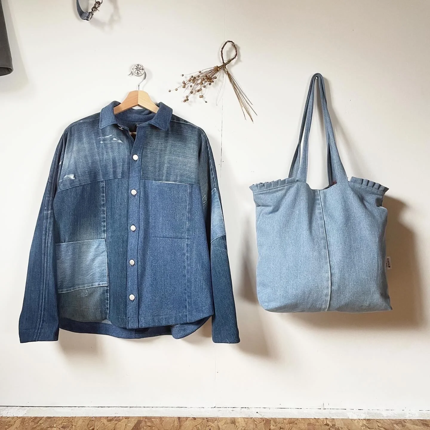 Big Useful Pouch in repurposed denim patchwork — Jeanie&Me