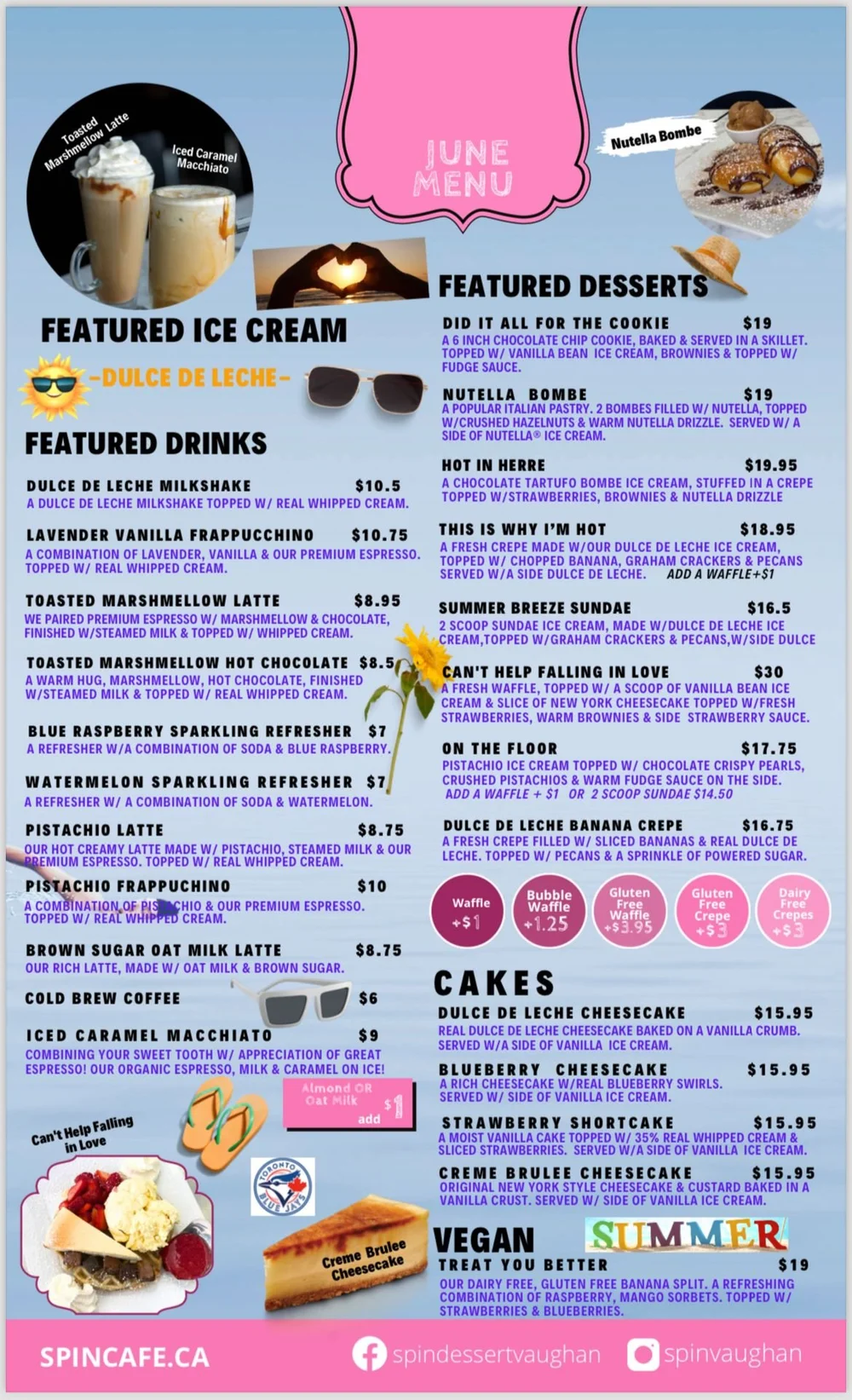 Menu — Spin Dessert Cafe