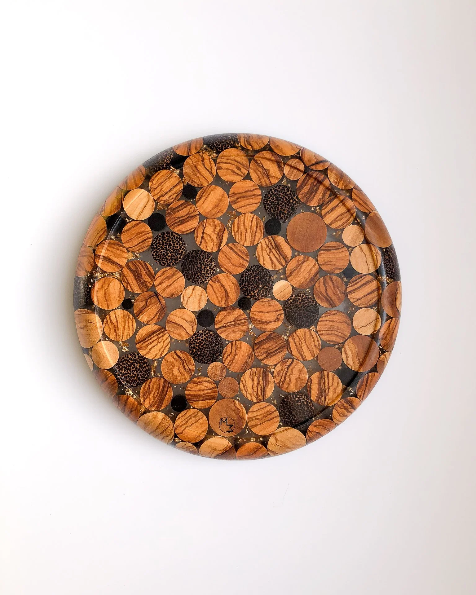 DOSCA | Oversized Mosaic Resin & Wood Plate | Olive, African Blackwood ...