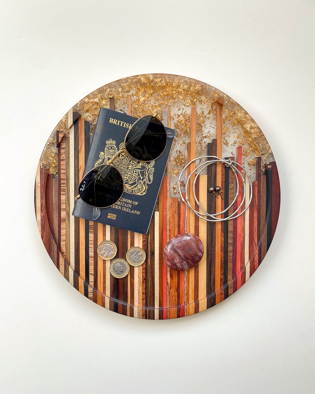 DOSCA | Oversized Mosaic Resin & Wood Plate | Olive, African Blackwood ...