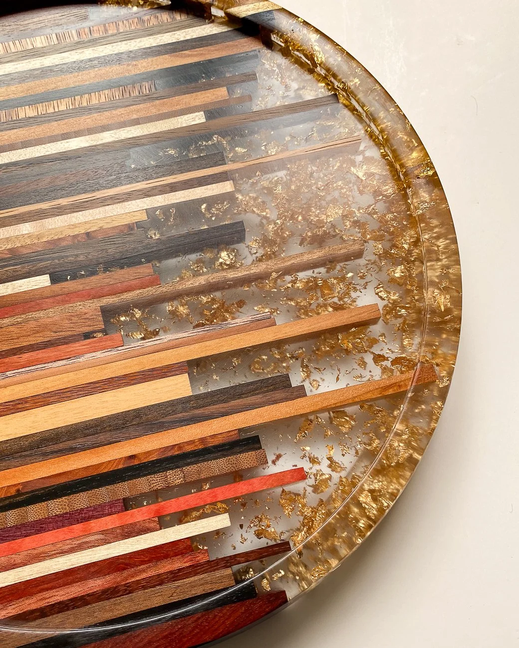 DOSCA | Oversized Mosaic Resin & Wood Plate | Olive, African Blackwood ...